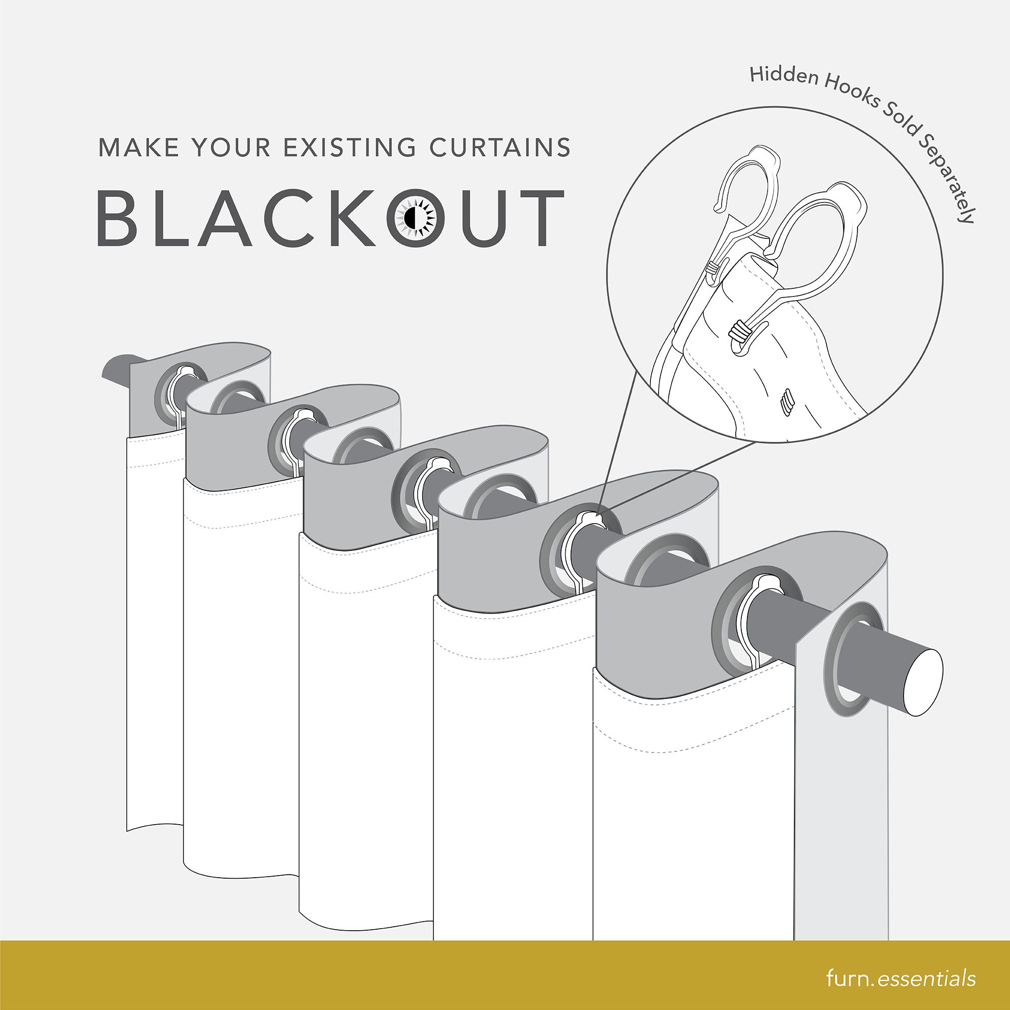 furn. Blackout Eyelet Curtain lining Pair, (L) 224cm x (W) 216cm