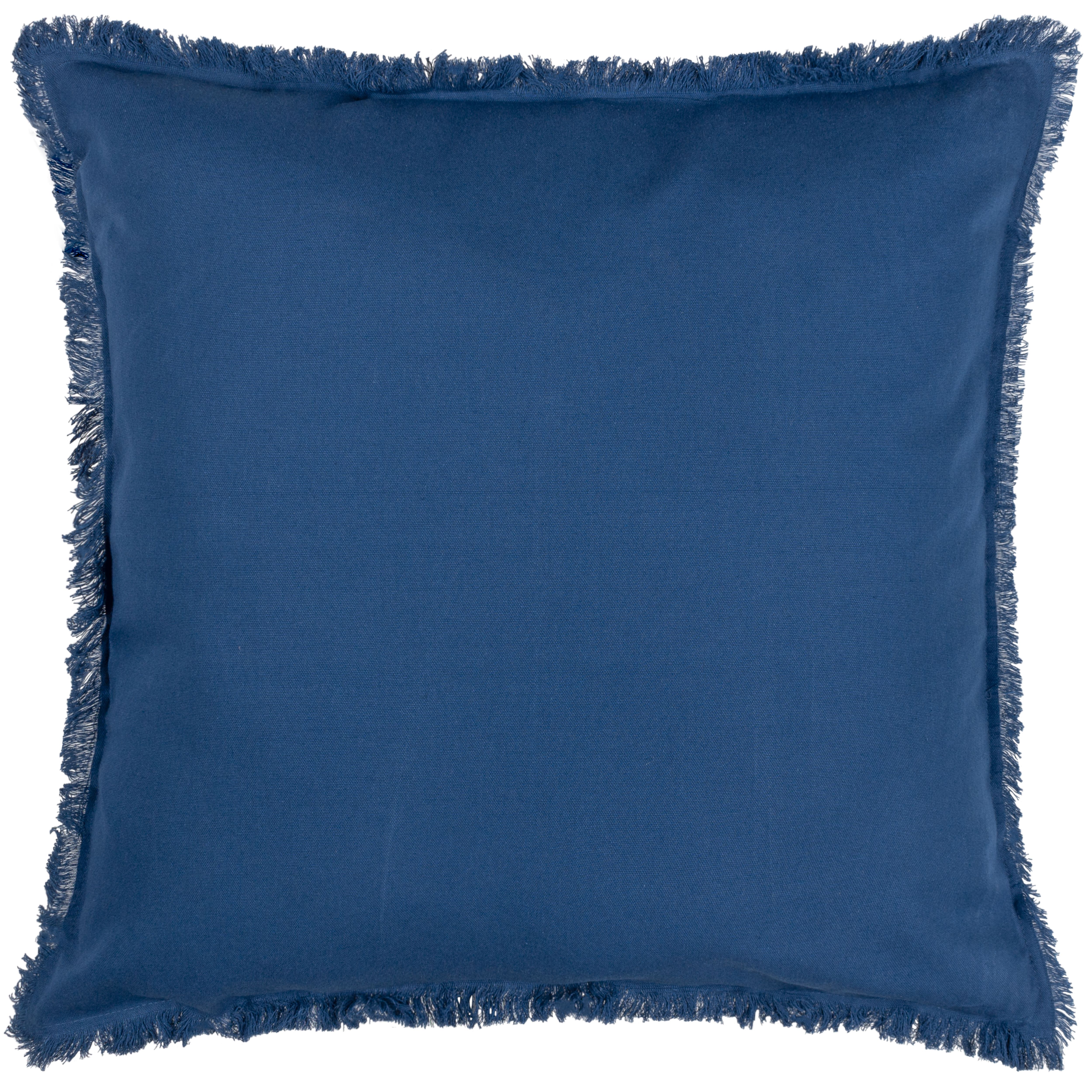 furn. Blue Fringe Indoor Cushion, (L)59cm x (W)59cm