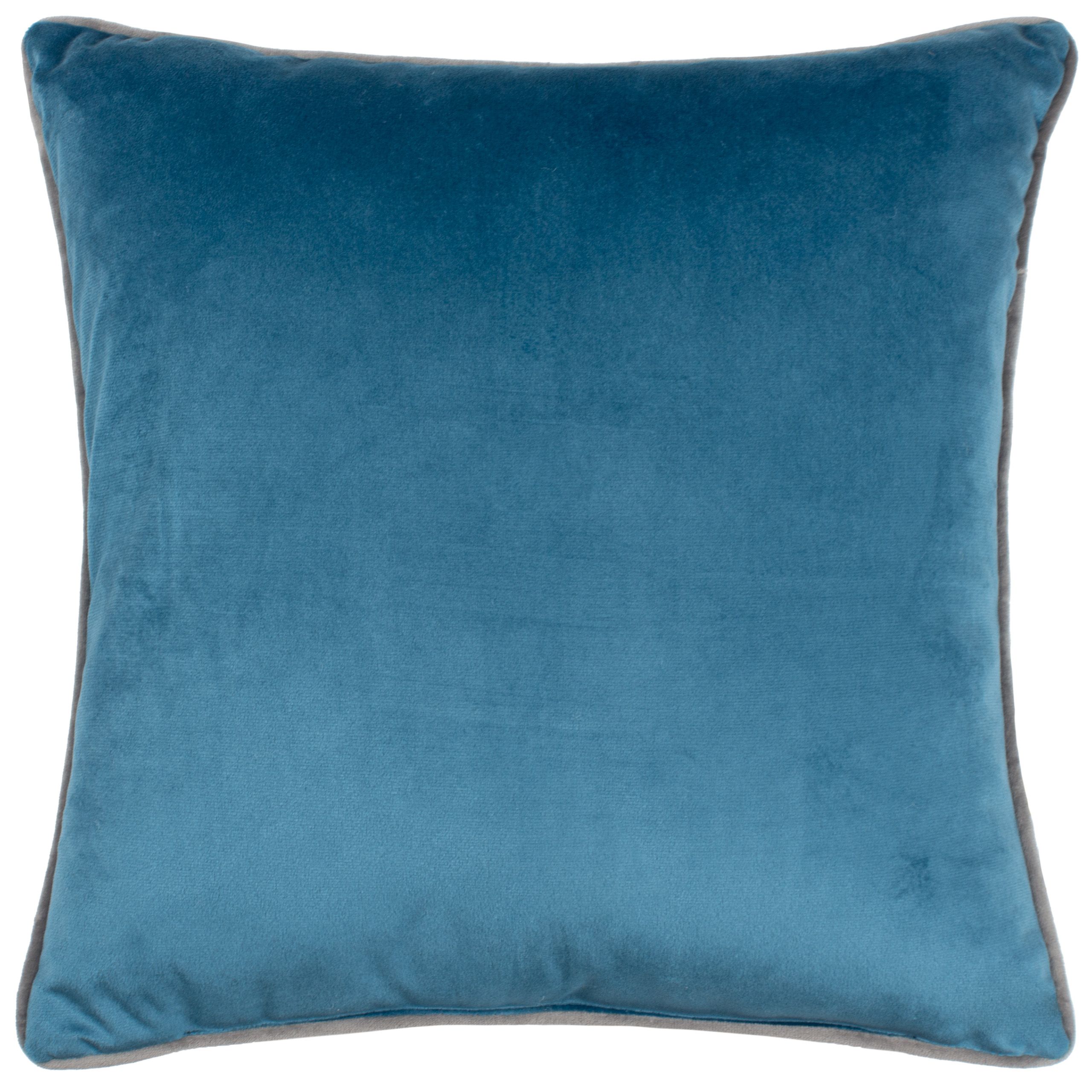 furn. Blue & Silver Plain Velvet effect Indoor Cushion, (L)40cm x (W ...