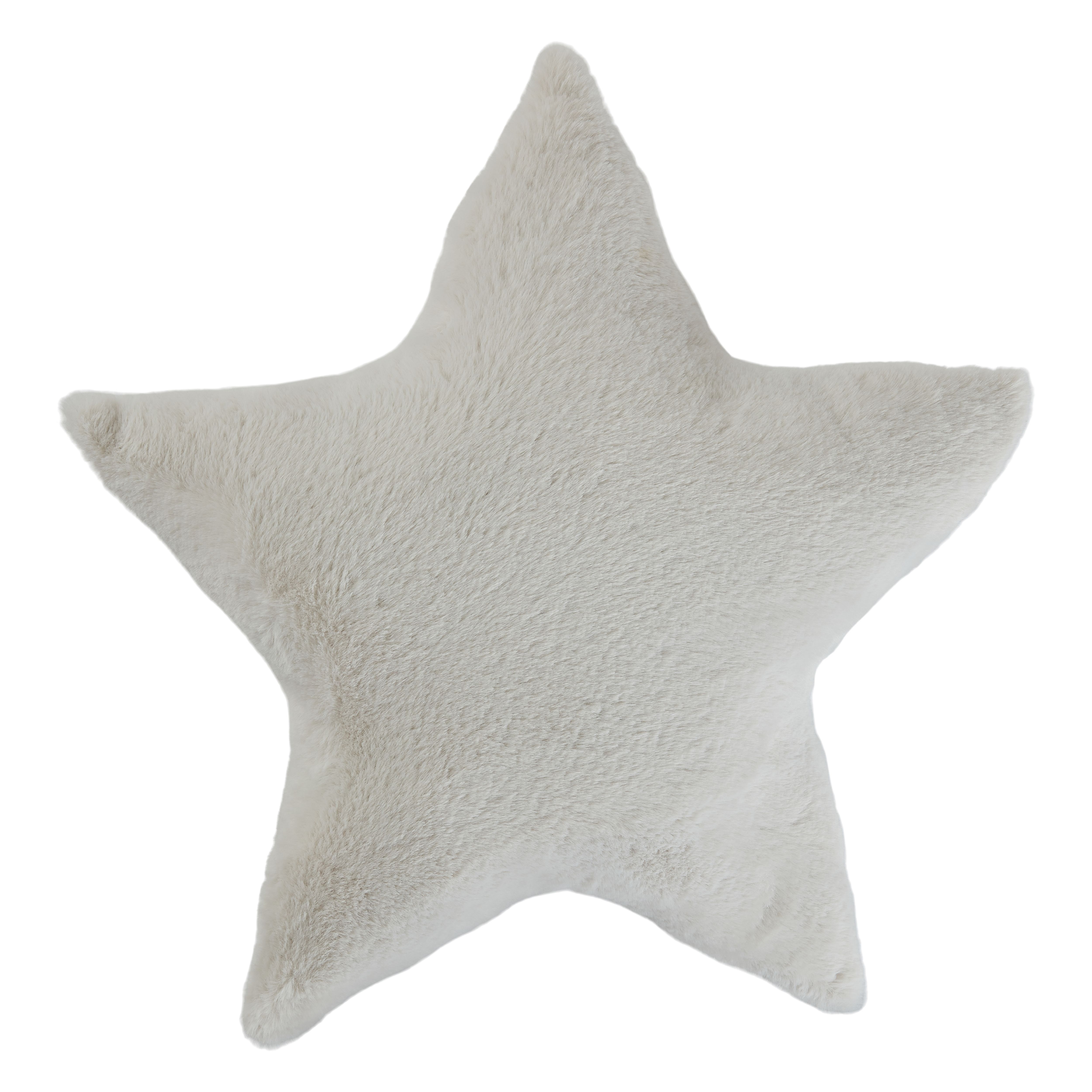 furn. Kids White Star Fur effect Indoor Cushion, (L)40cm x (W)40cm
