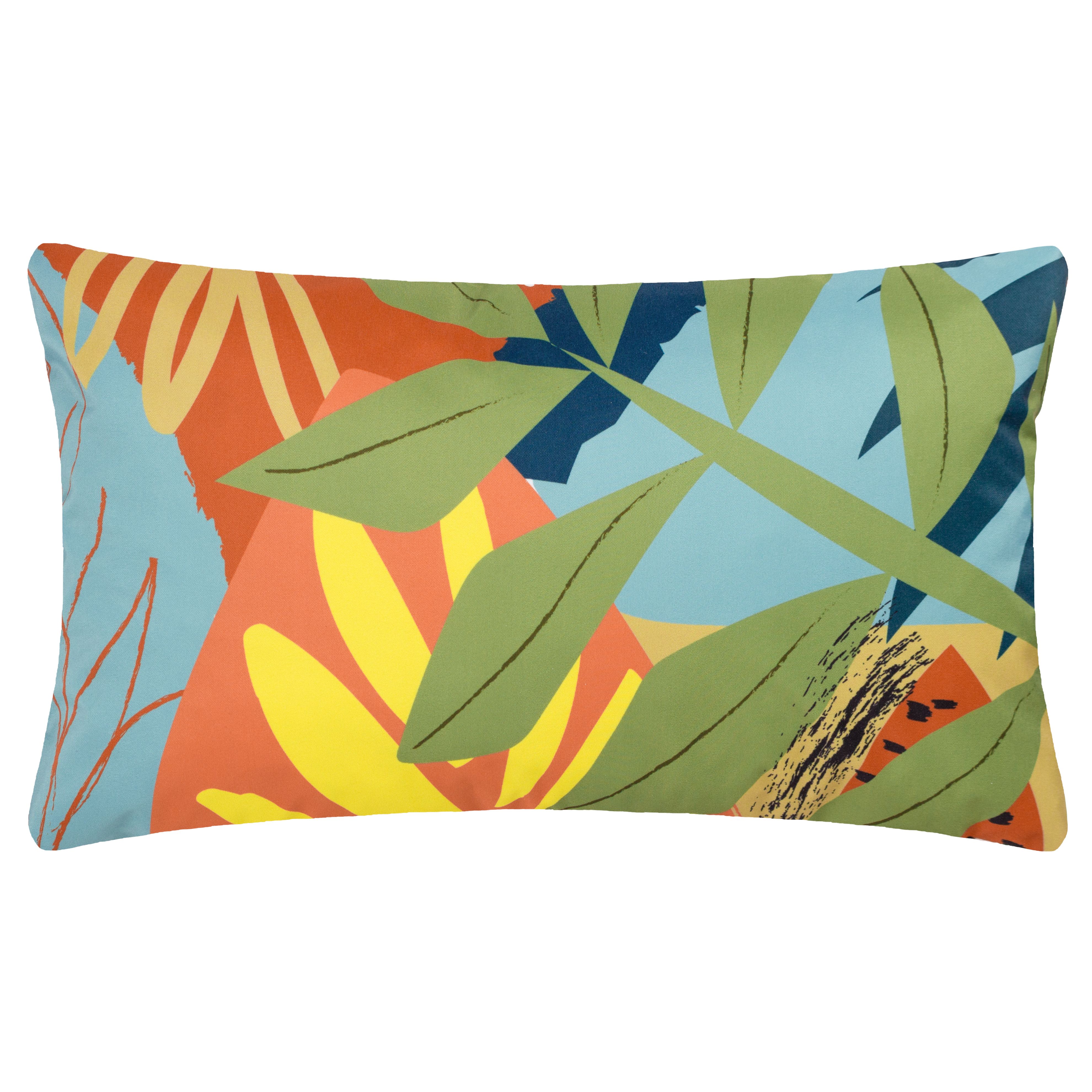 furn. Mango Leaf print Outdoor Cushion (L)60cm x (W)35cm | DIY at B&Q