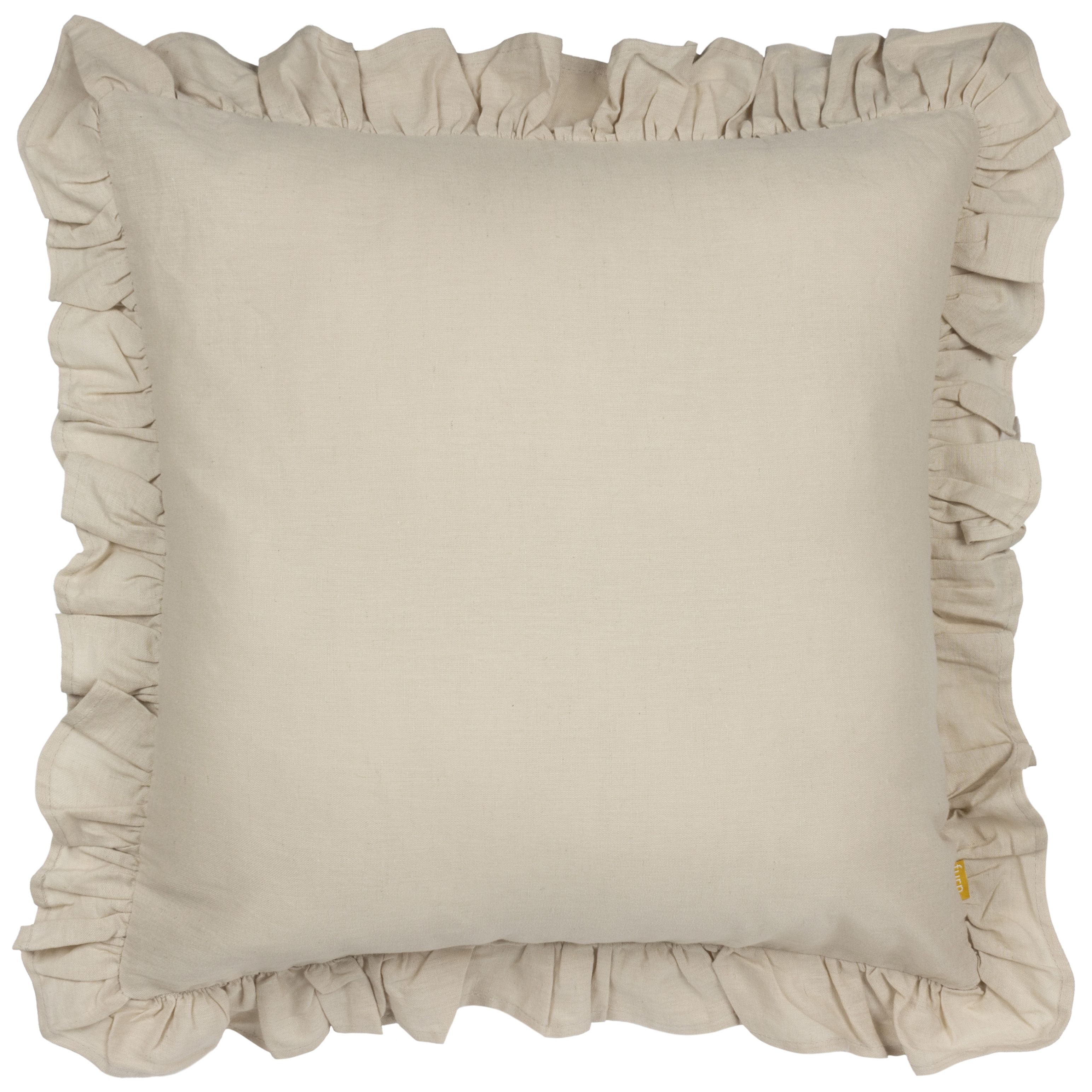 furn. Natural Plain & Ruffled Edge Velvet effect Indoor Cushion, (L ...
