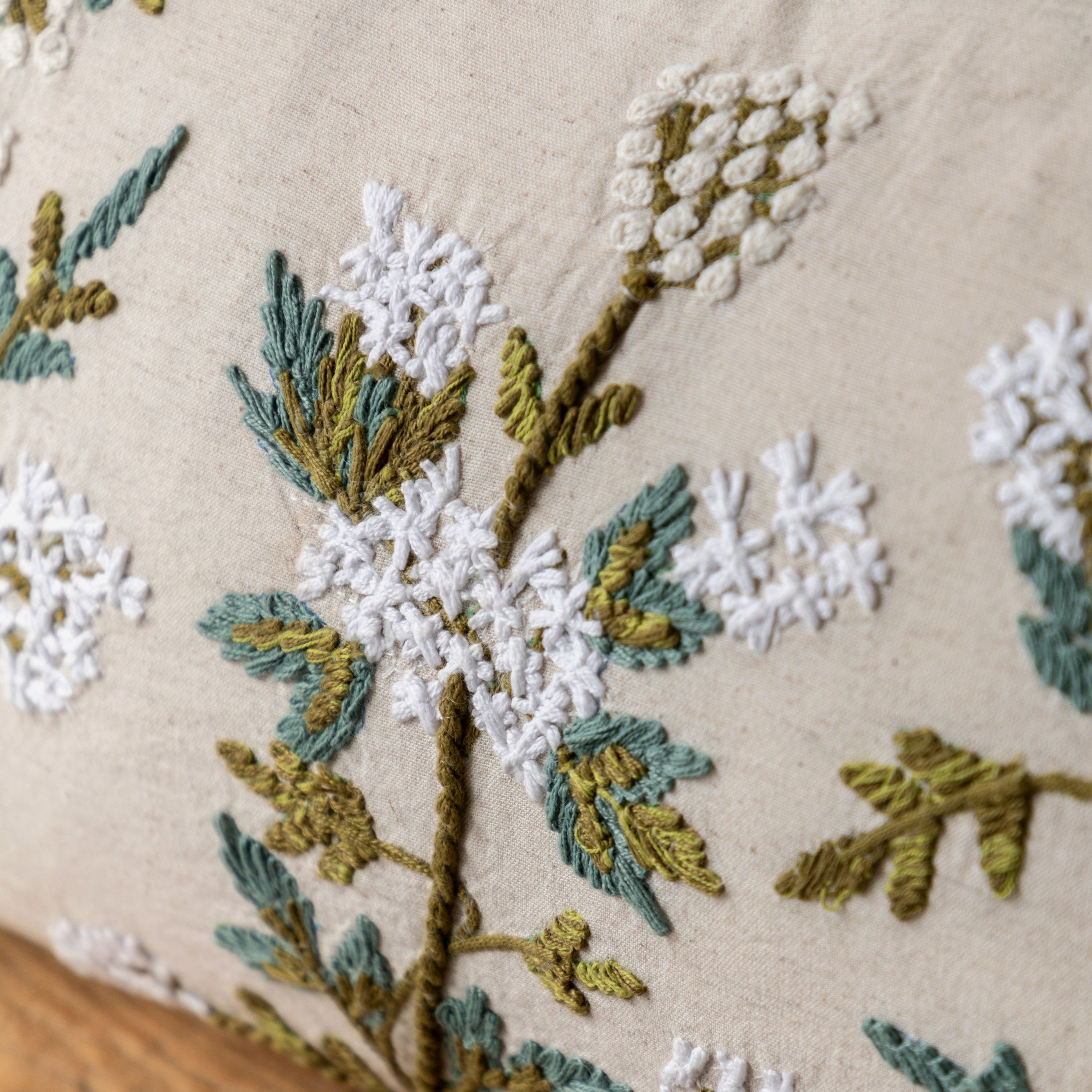 Gallery™ Cream Flower Embroidered effect Indoor Cushion, (L)50cm x (W)50cm