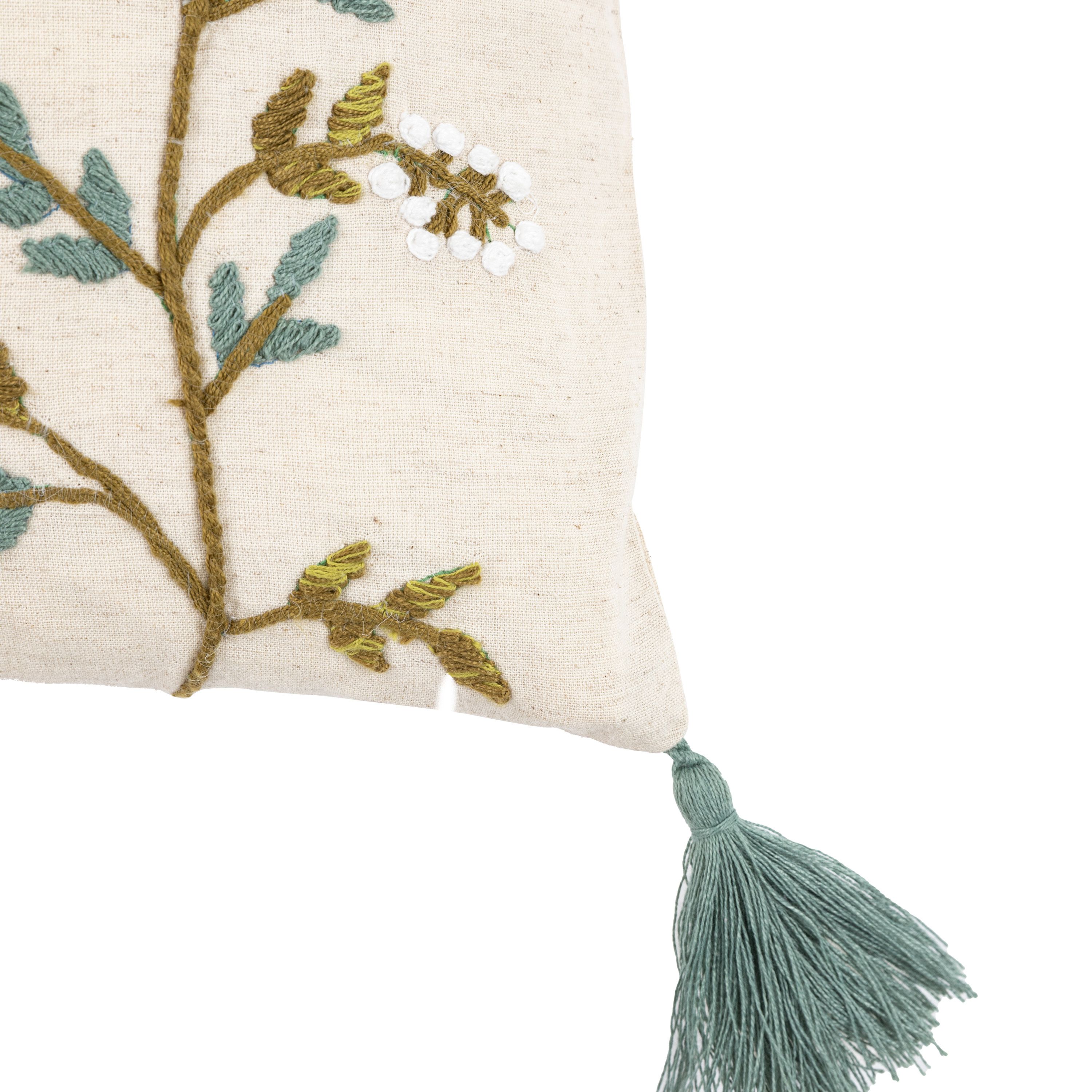 Gallery™ Cream Flower Embroidered effect Indoor Cushion, (L)50cm x (W)50cm