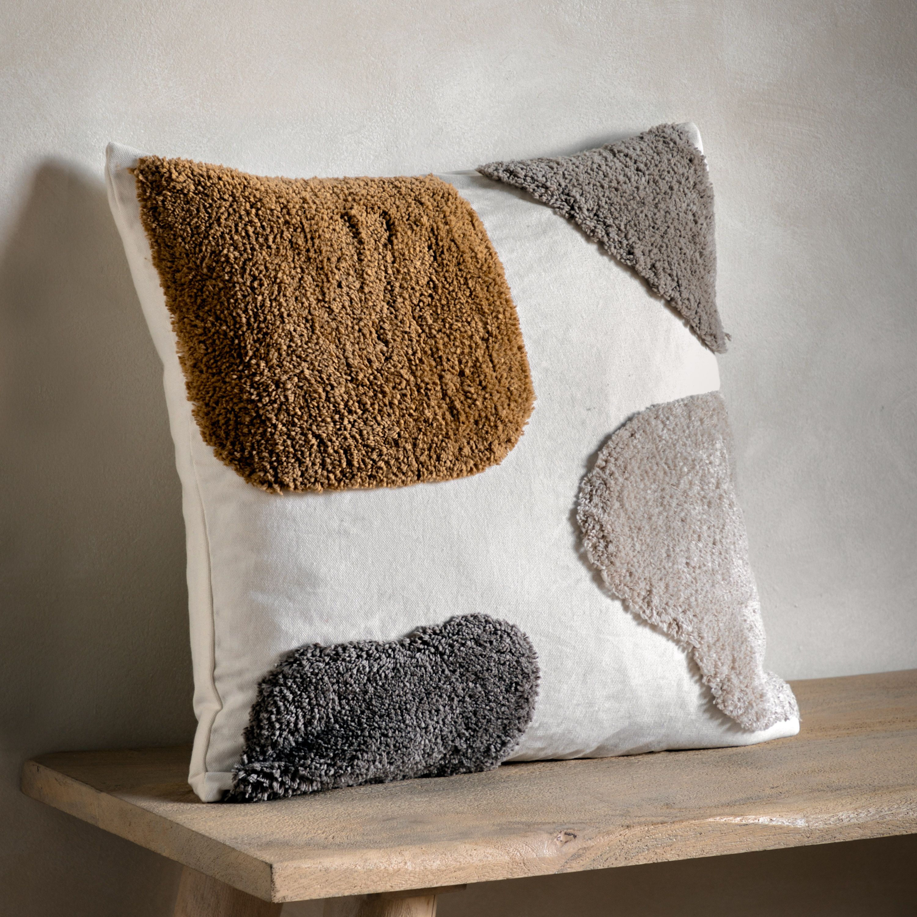 Gallery™ Natural Abstract Tufted Indoor Cushion, (L)45cm x (W)45cm
