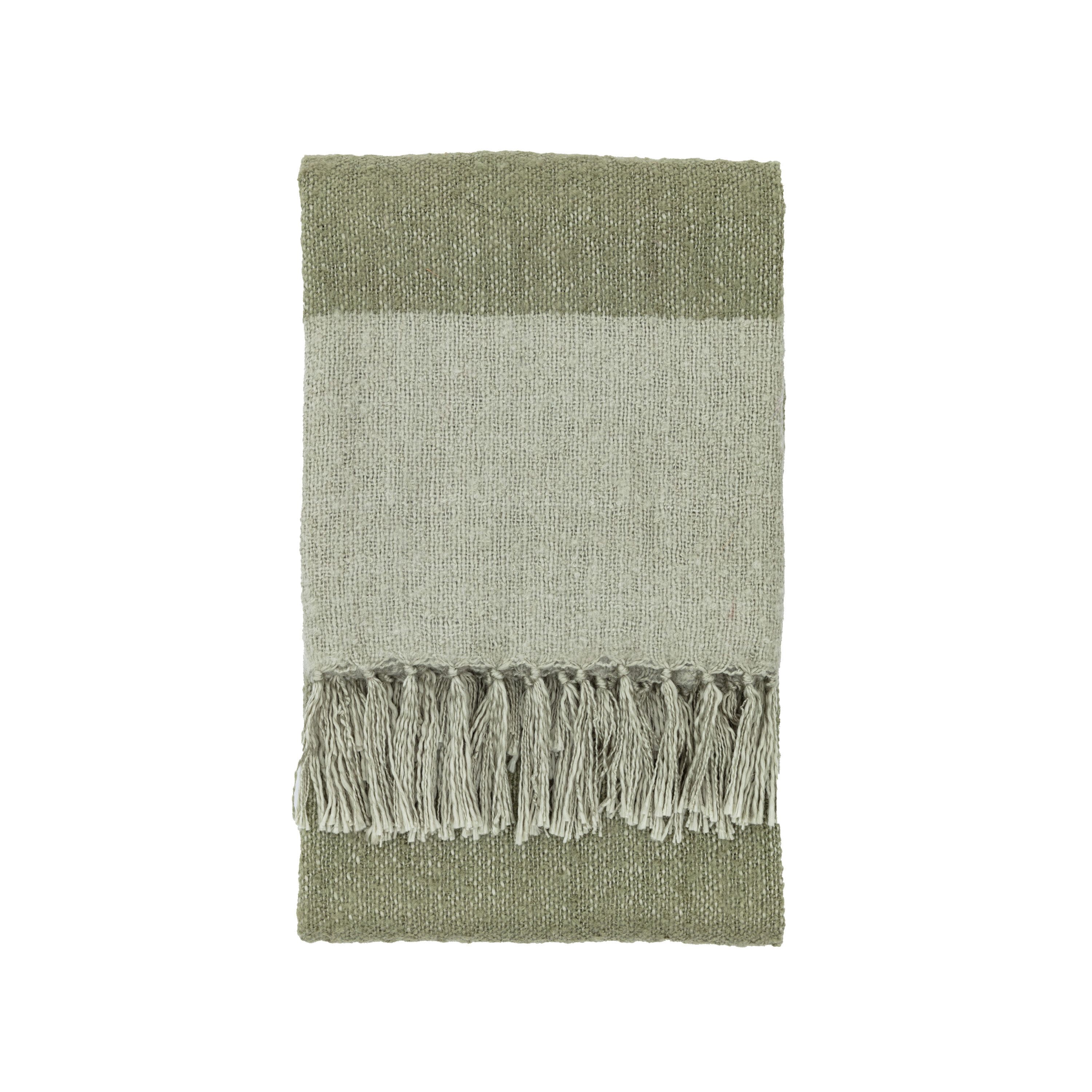 Gallery™ Olive Two Tone Woven Plain Throw (L) 180cm x (W) 130cm