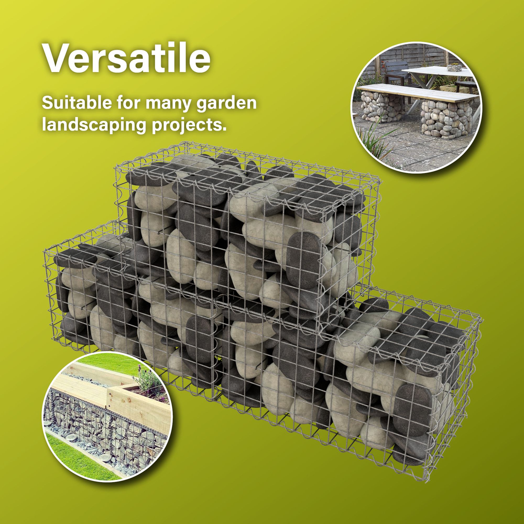 Galvanised steel wire Gabion kit, (H)45cm (W)0.45m