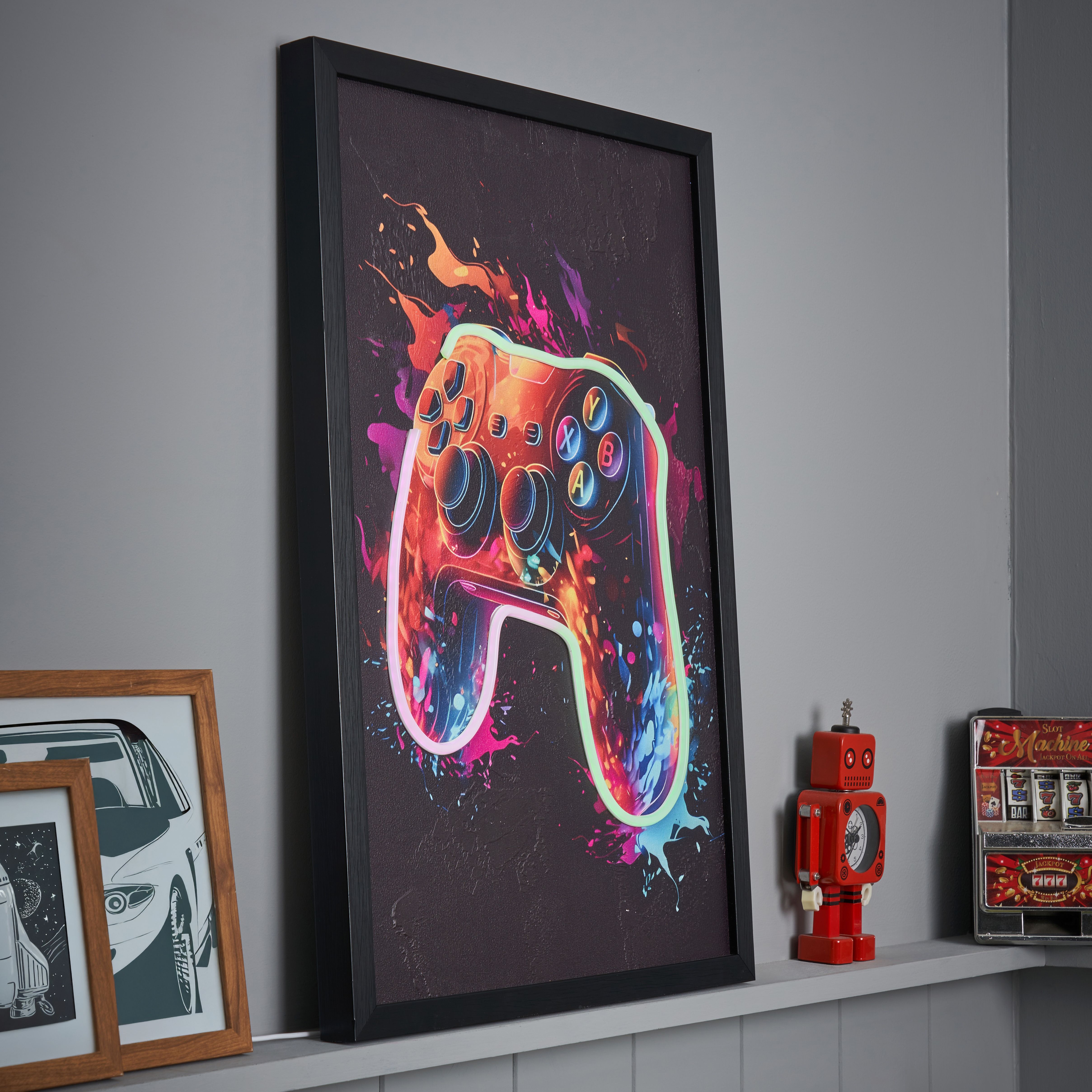 Gaming Neon Matt Multicolour Paint effect Plug-in LED Wall light