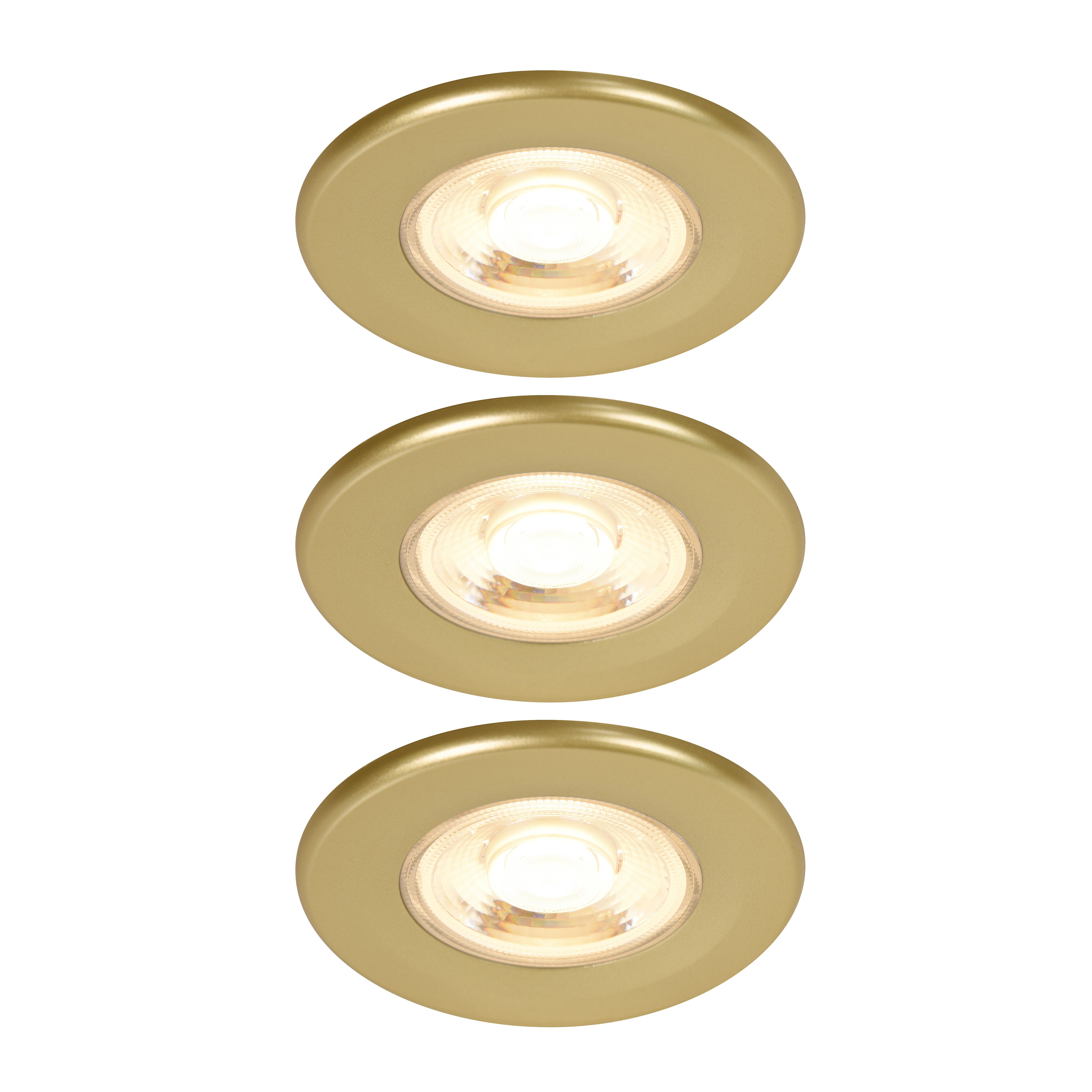 Gamow Matt Gold effect Fixed LED Fire-rated Warm & neutral Downlight 5W ...
