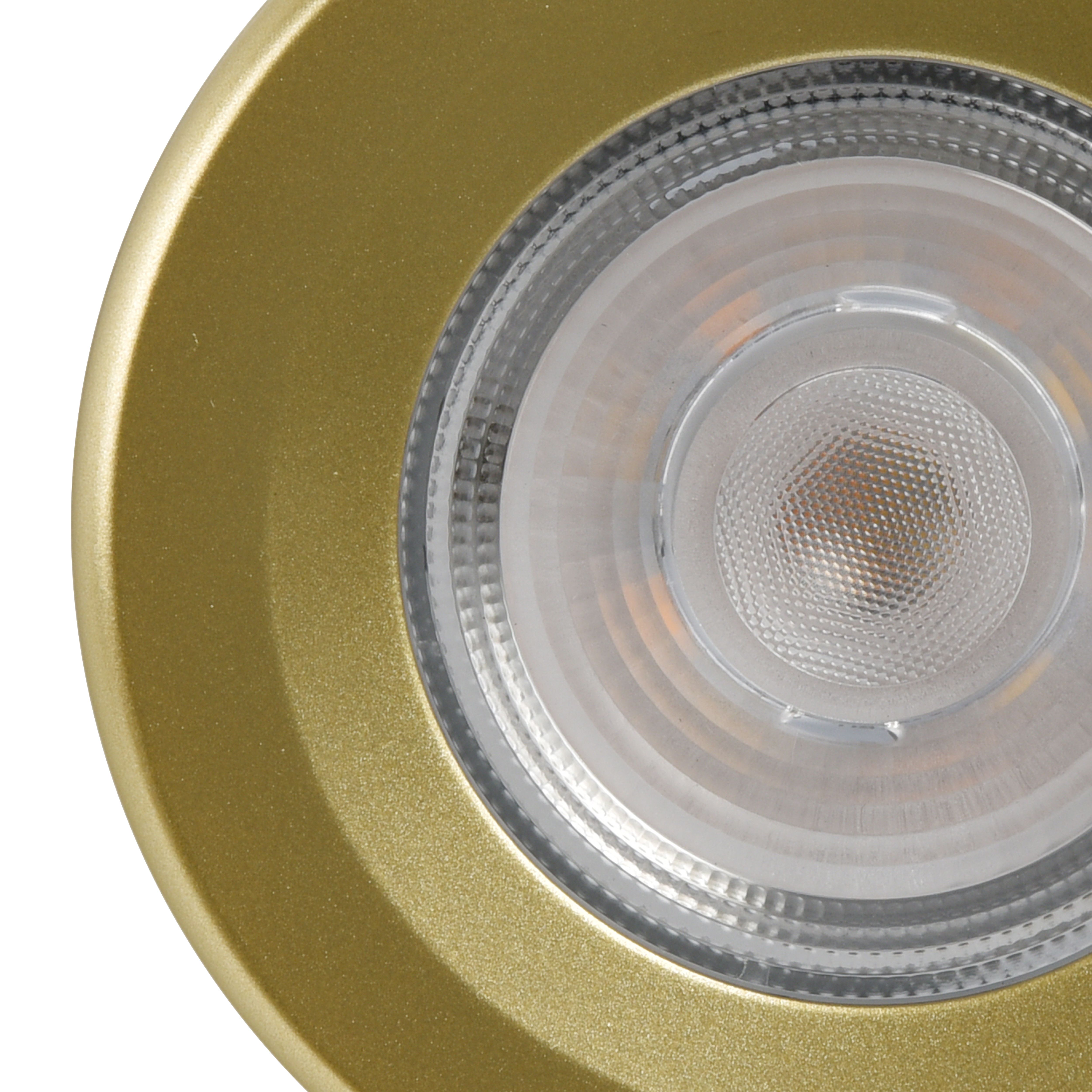 Gamow Matt Gold effect Fixed LED Fire-rated Warm & neutral Downlight 5W ...