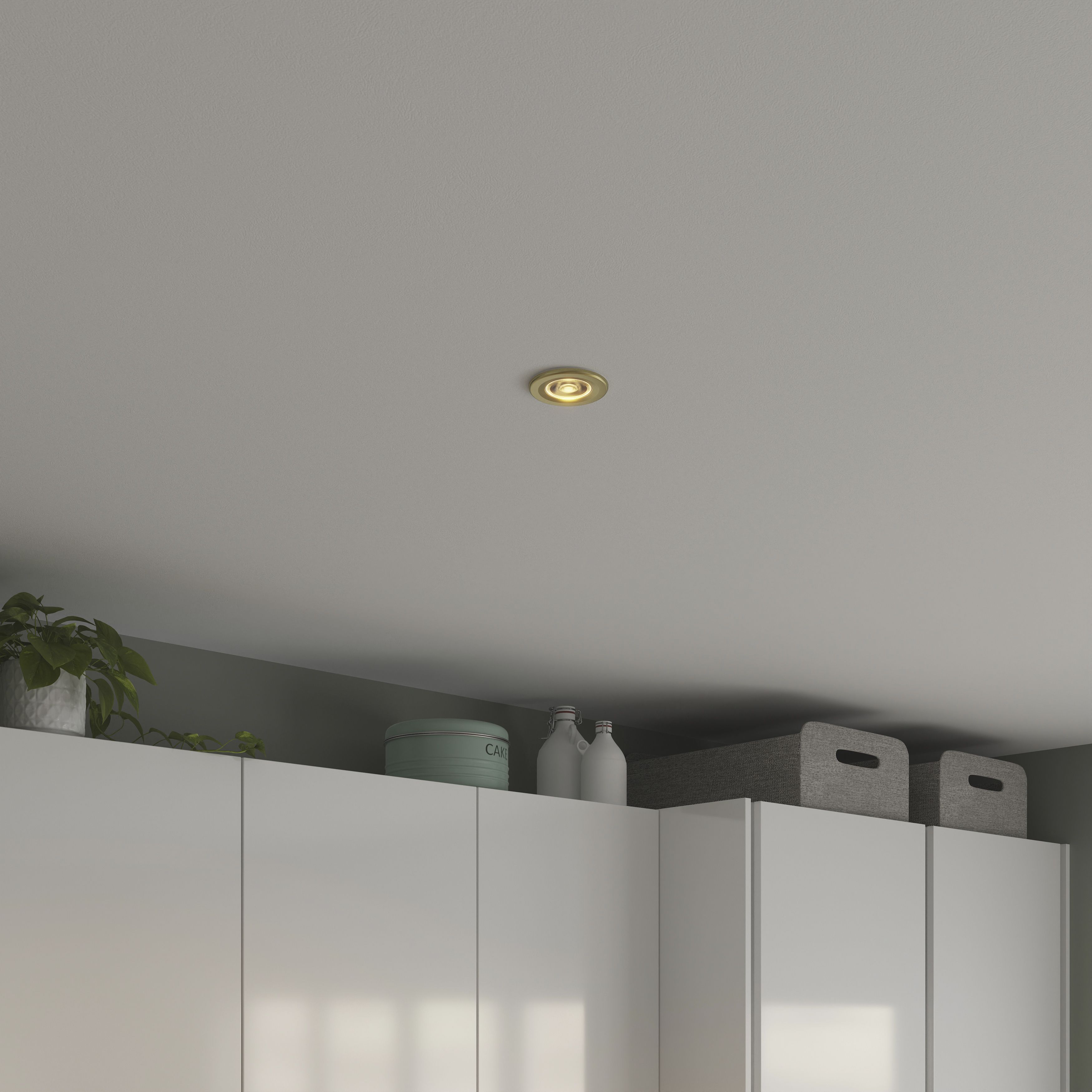 Gamow Matt Gold effect Fixed LED Fire-rated Warm & neutral Downlight 5W ...