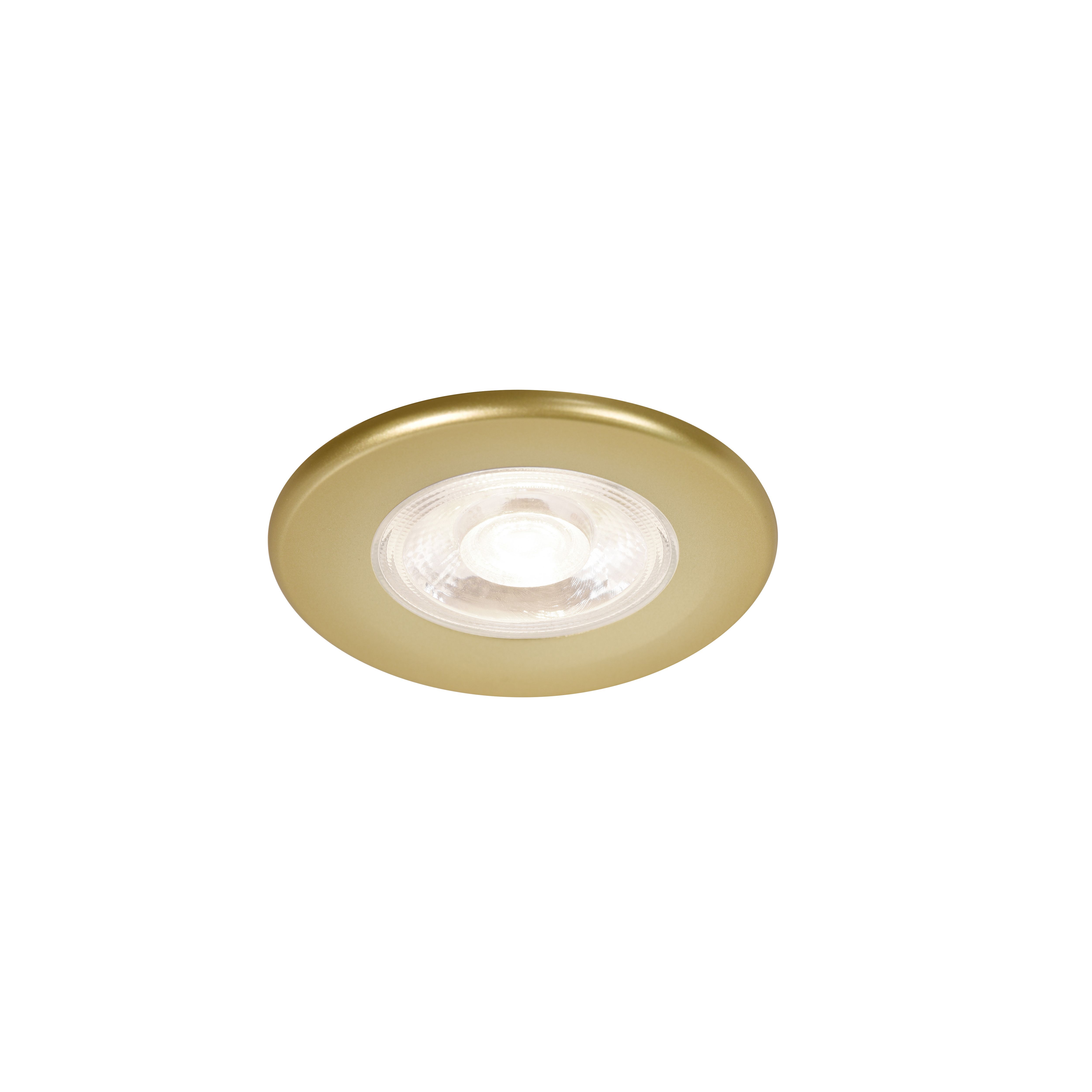 Gamow Matt Gold effect Fixed LED Fire-rated Warm & neutral Downlight 5W ...