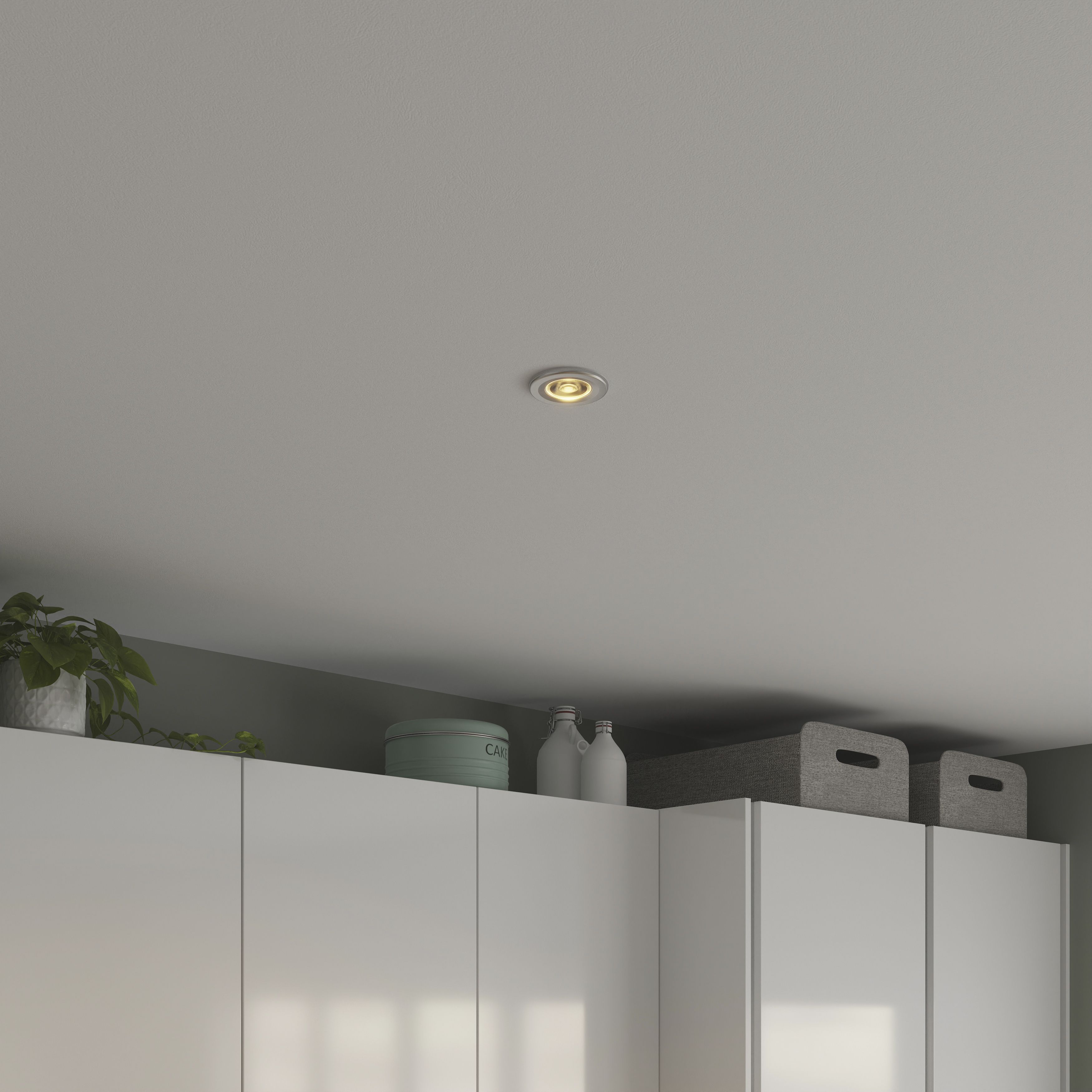 Gamow Matt Pewter effect Fixed LED Fire-rated Warm & neutral Downlight ...