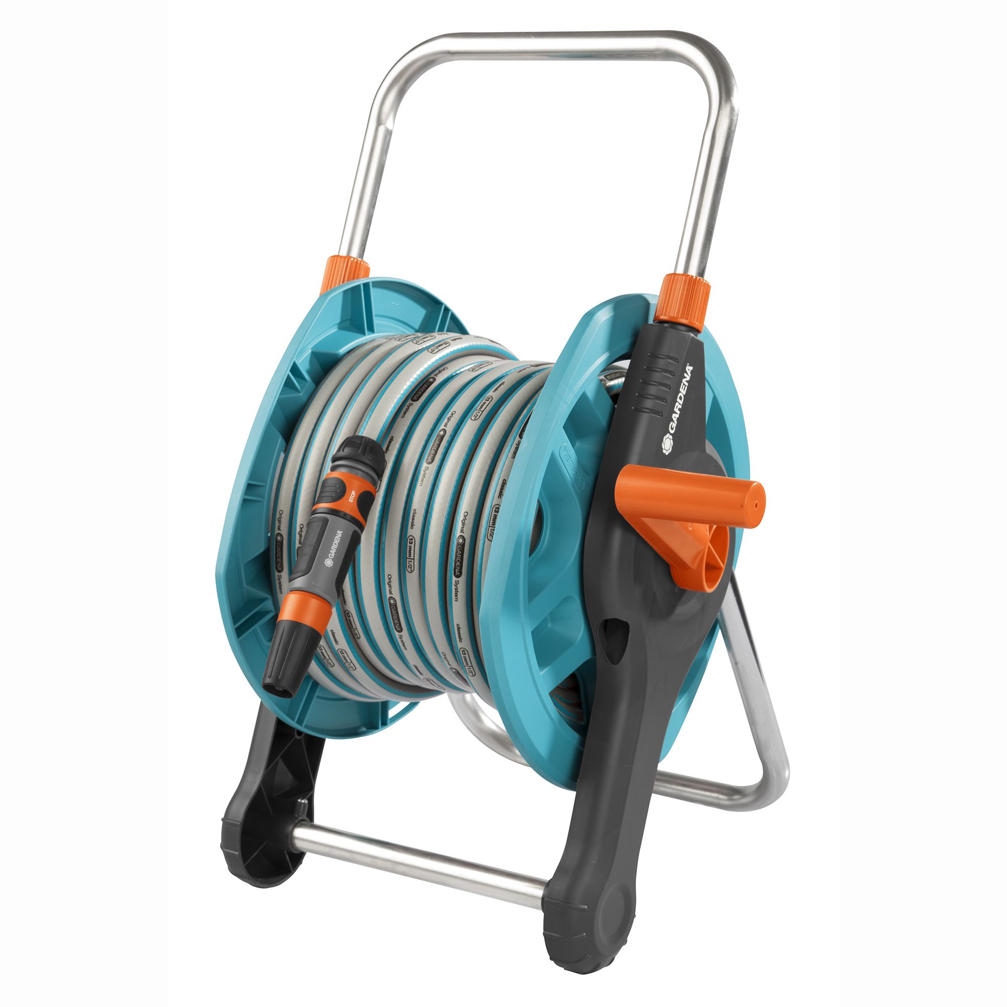 Gardena Blue, orange & grey Freestanding Hose reel Without wheels (L)20m
