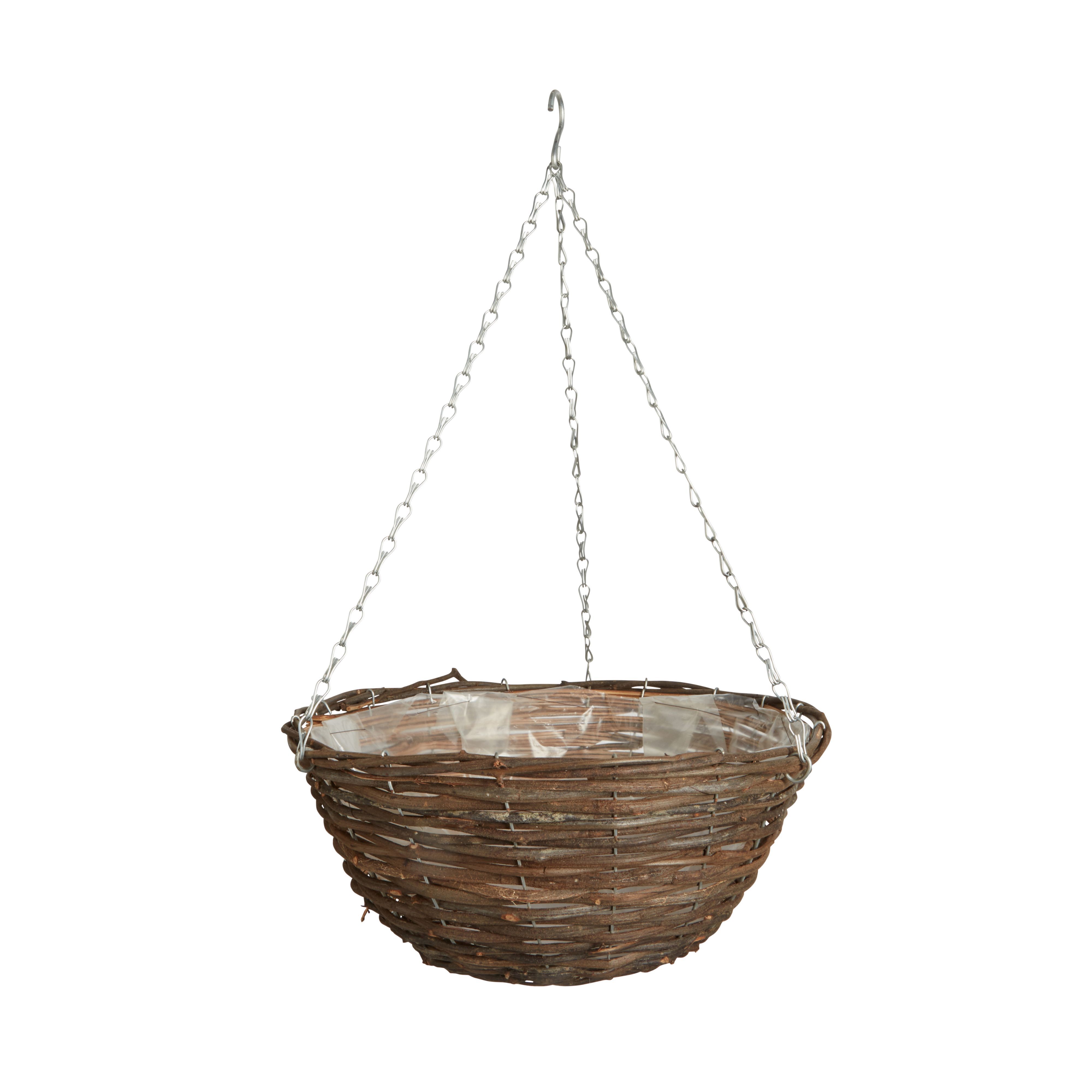 Gardman Brown Round Rattan Hanging basket, 40.64cm