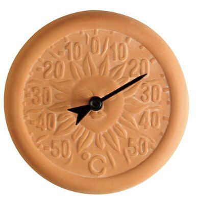 Gardman Terracotta Garden Clock And Thermometer - Garden Design Ideas