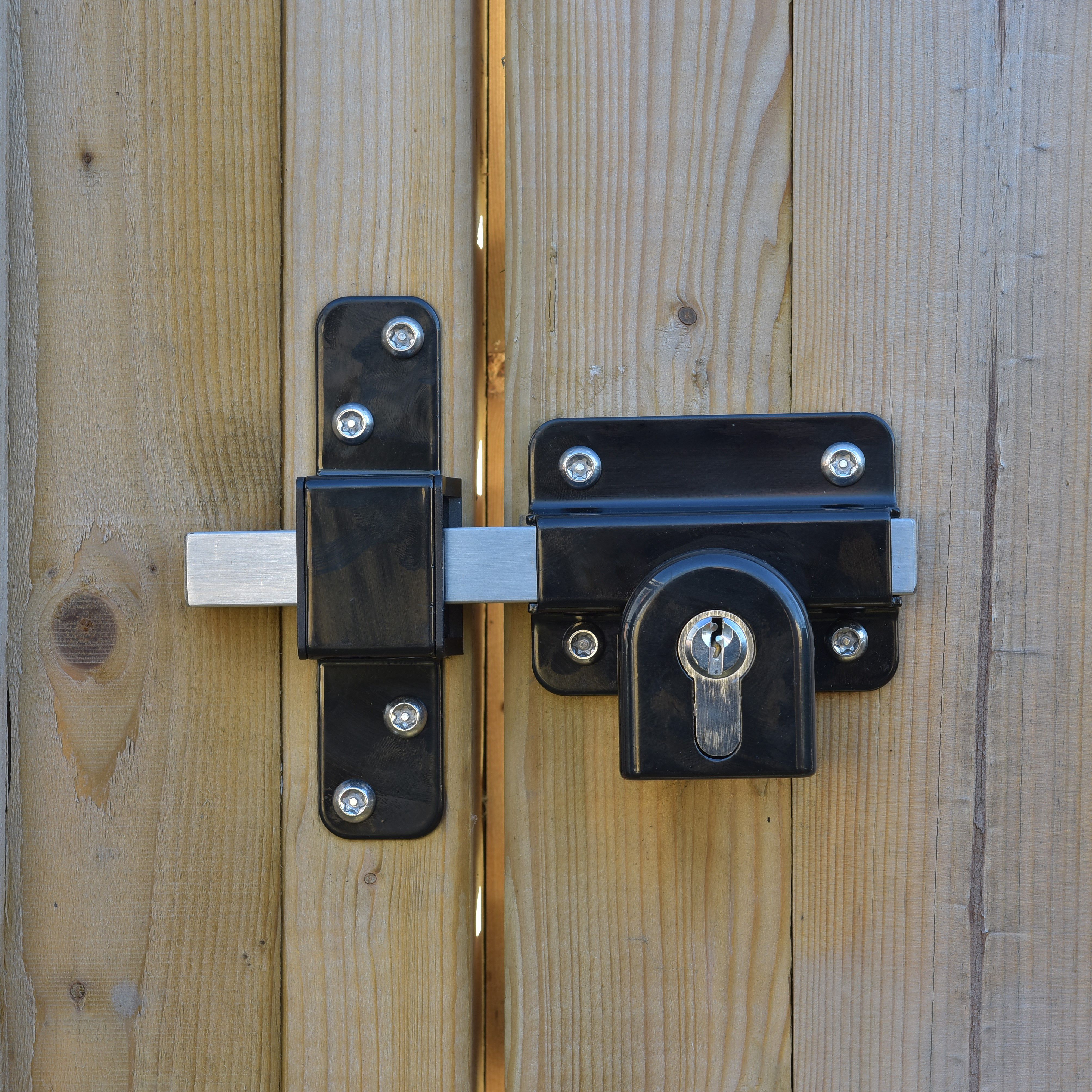 GateMate Black Stainless steel Euro Double locking long throw Barrel ...