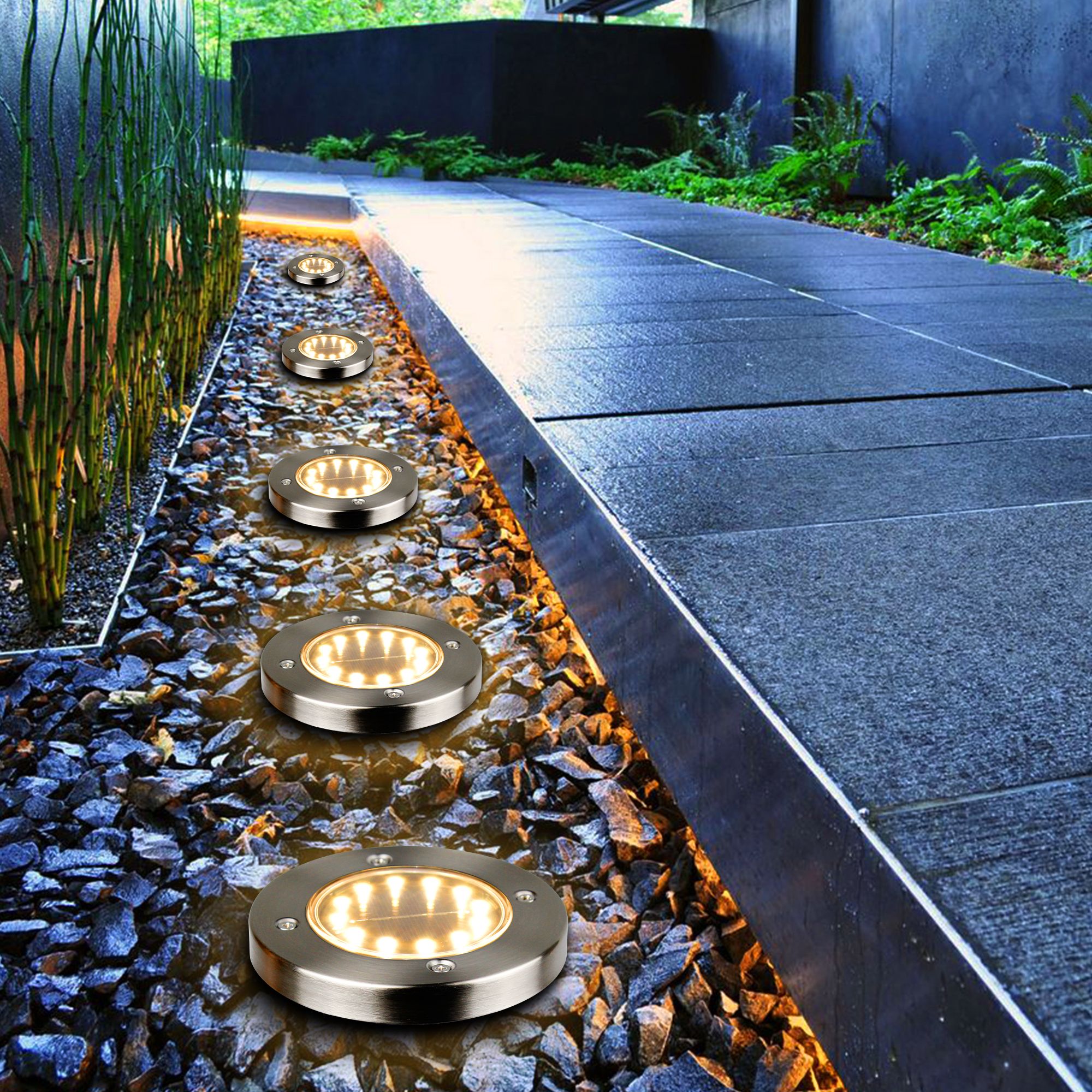 Gavea Stainless steel effect Solar-powered Integrated LED Outdoor ...