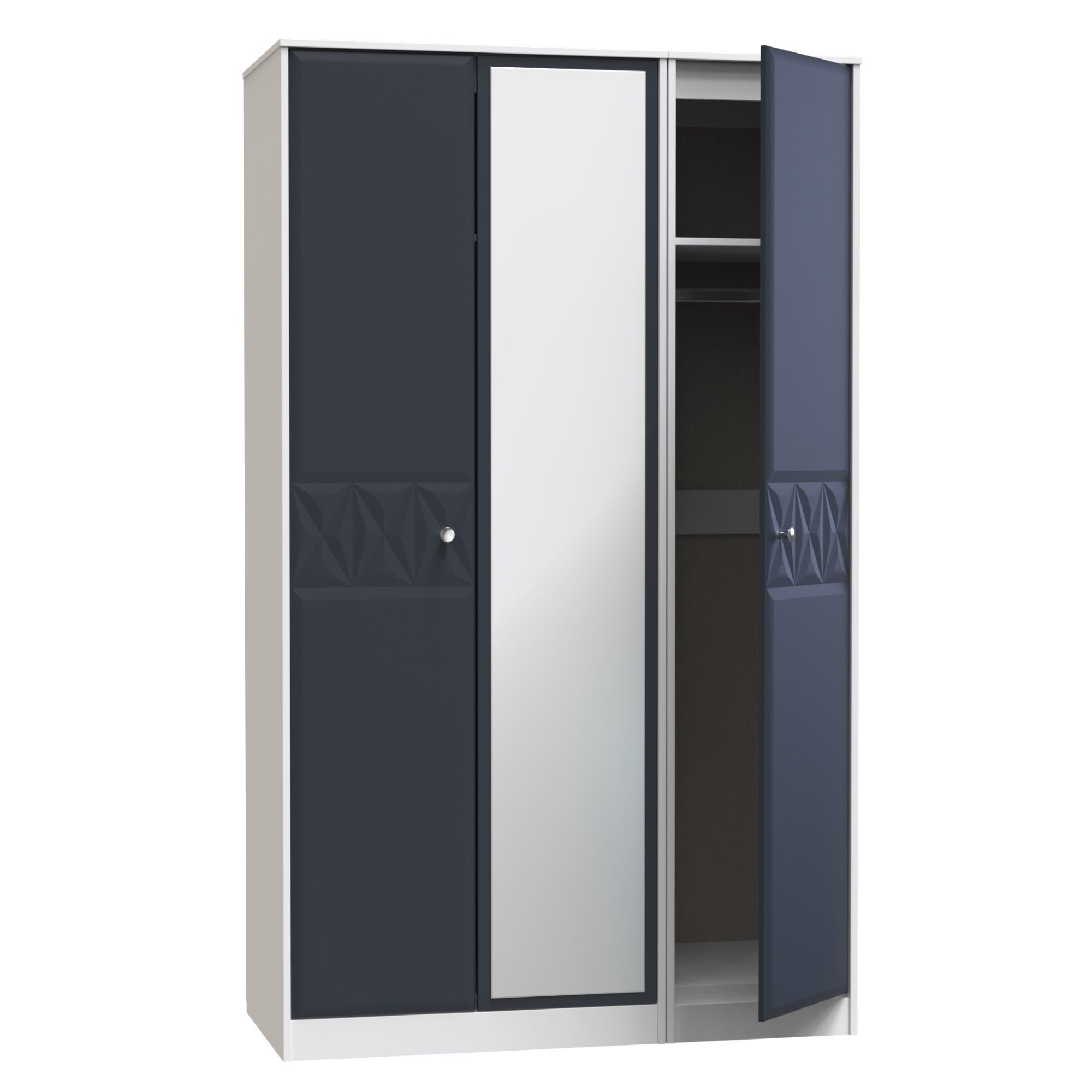 Genoa Ready assembled Contemporary Indigo & white Tall Triple Wardrobe ...