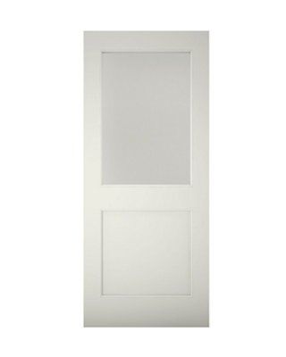 Geom 2 panel Clear Glazed Shaker White Wooden Pine veneer External Back ...