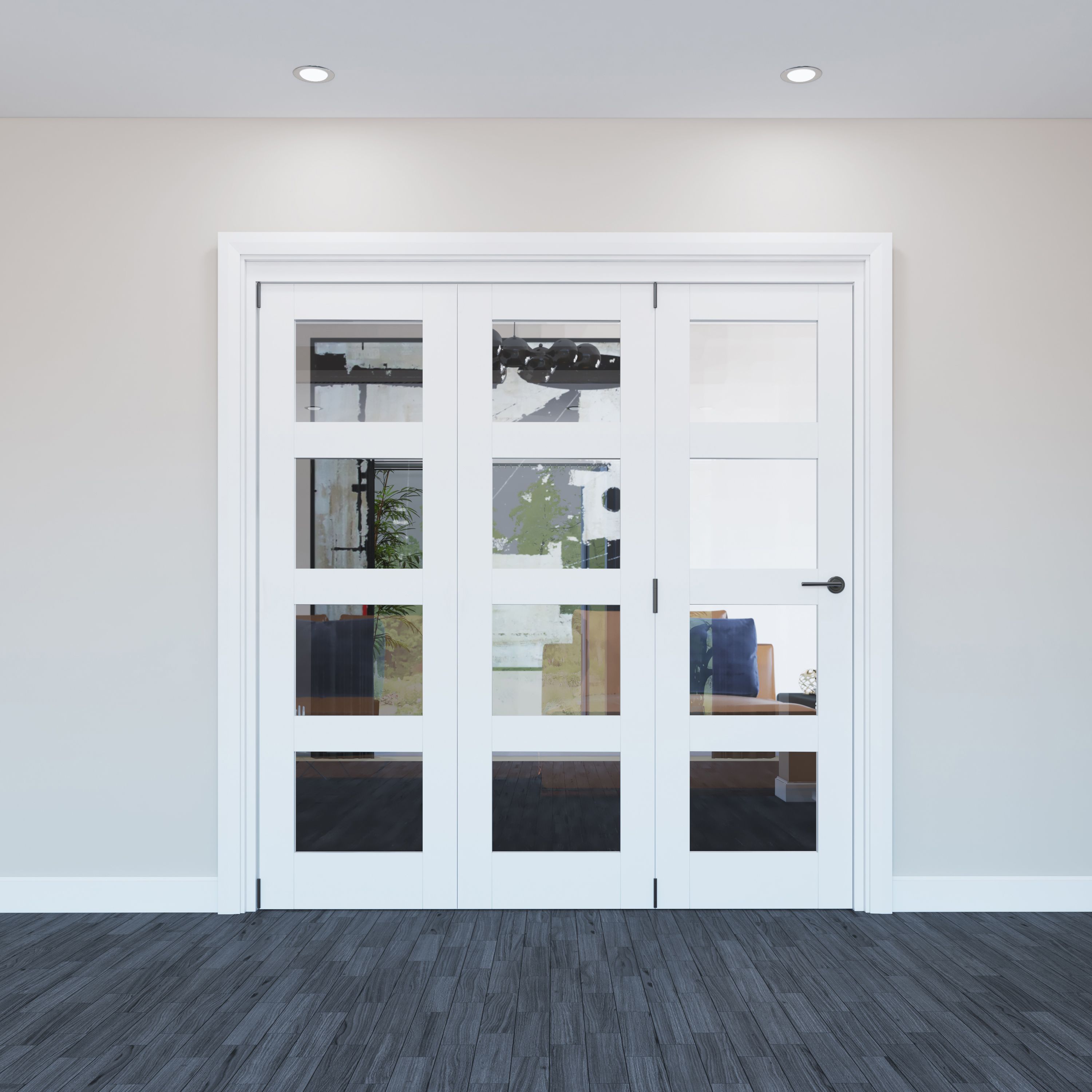 Geom 4 Lite Clear Glazed Pre-painted White Softwood Bi-fold Door set ...