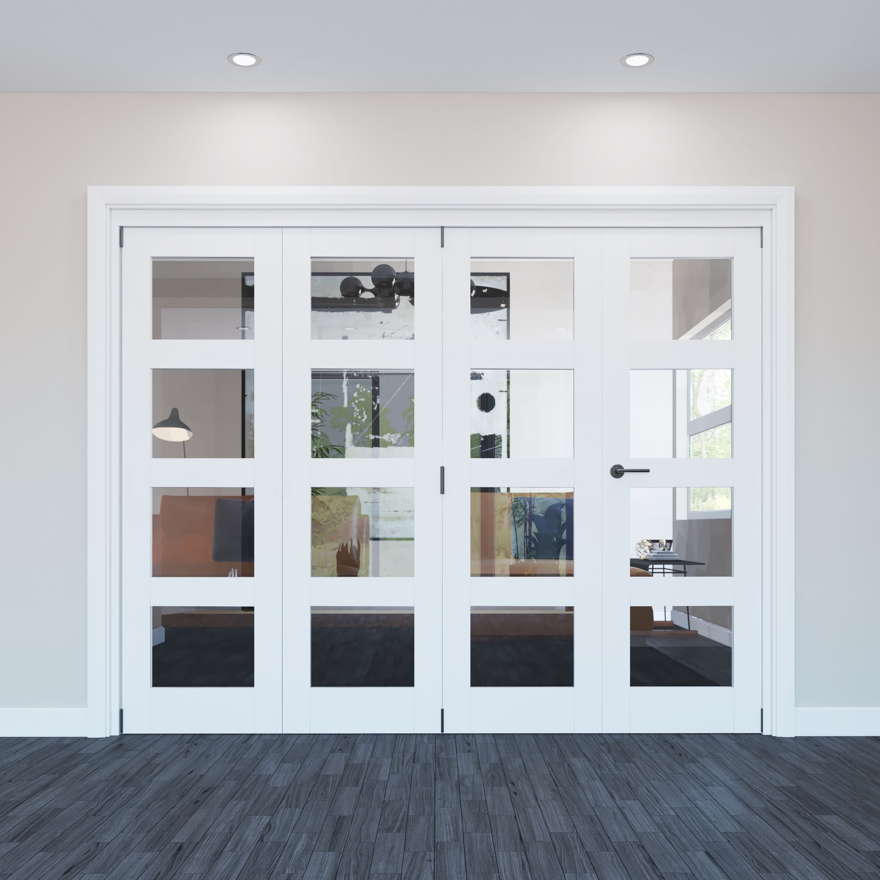 GEOM 4 LITE CLEAR GLAZED PRE-PAINTED WHITE SOFTWOOD BI-FOLD DOOR SET ...