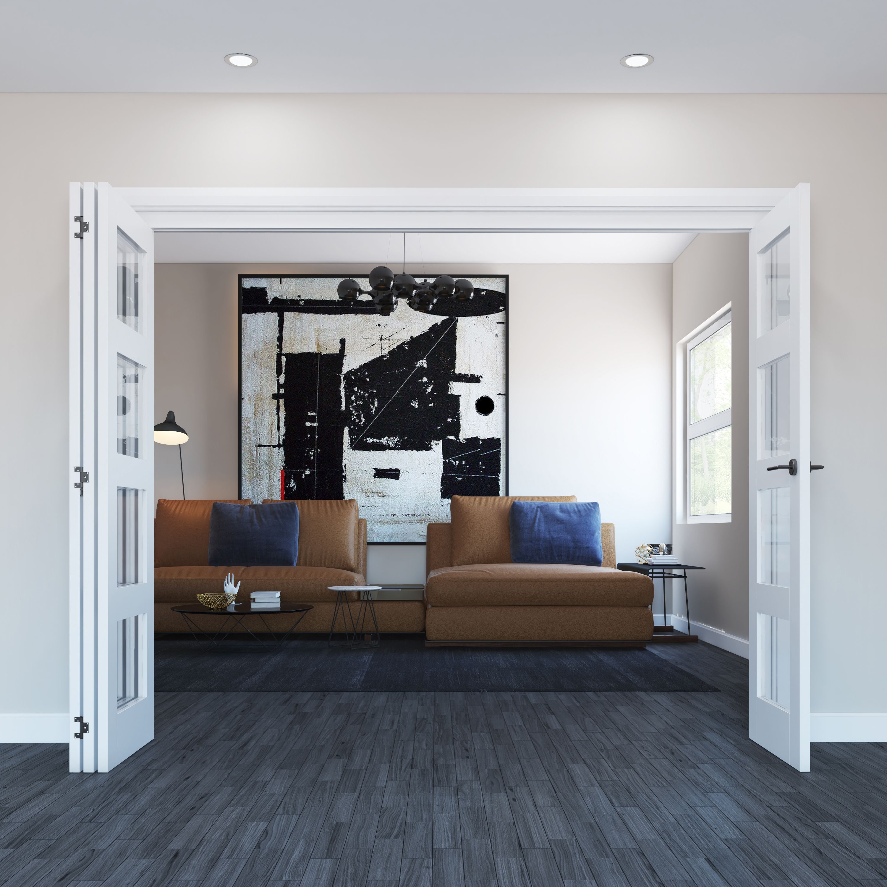 Geom 4 Lite Clear Glazed Pre-painted White Softwood Bi-fold Door set ...