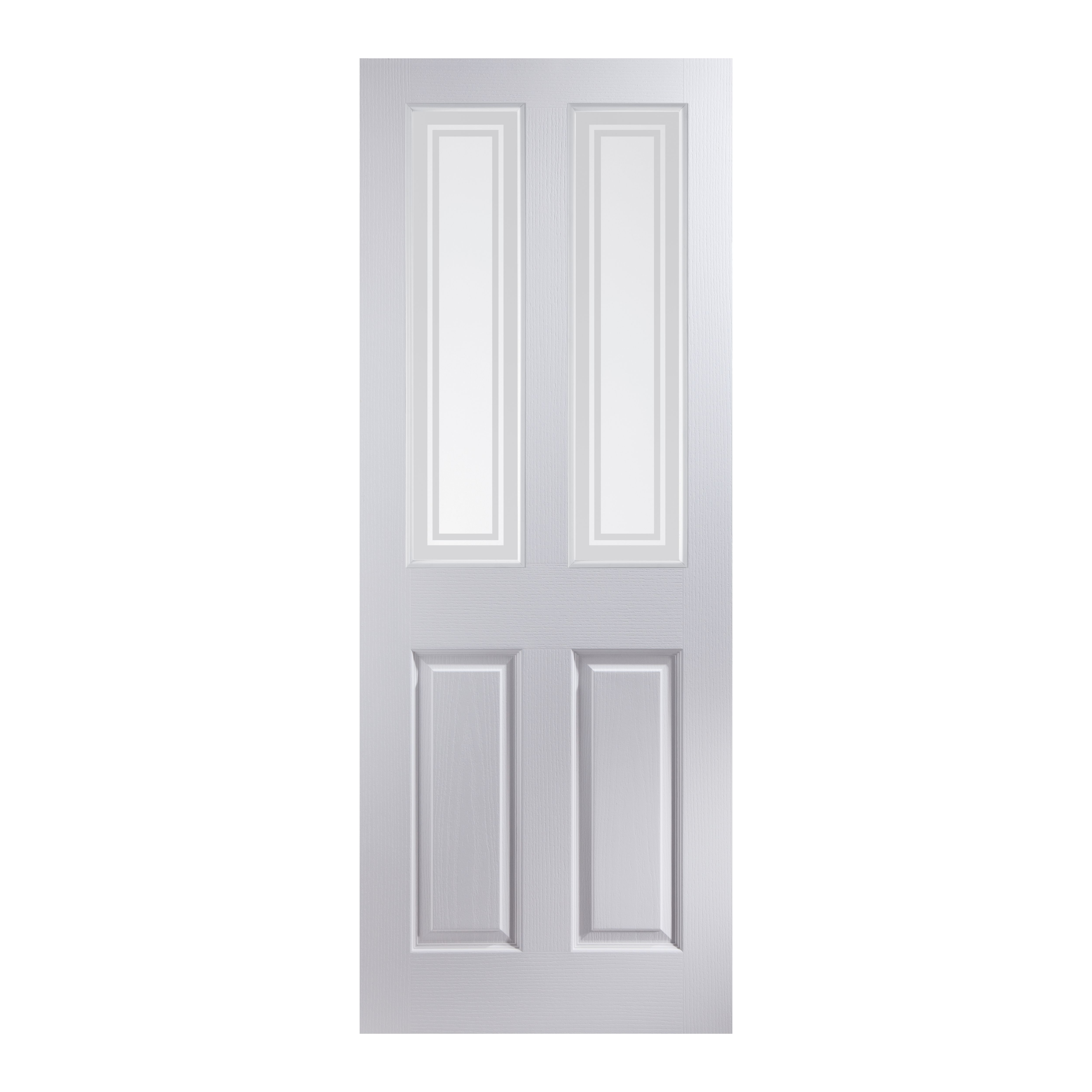 Geom 4 panel 2 Lite Patterned Glazed Contemporary White Woodgrain ...