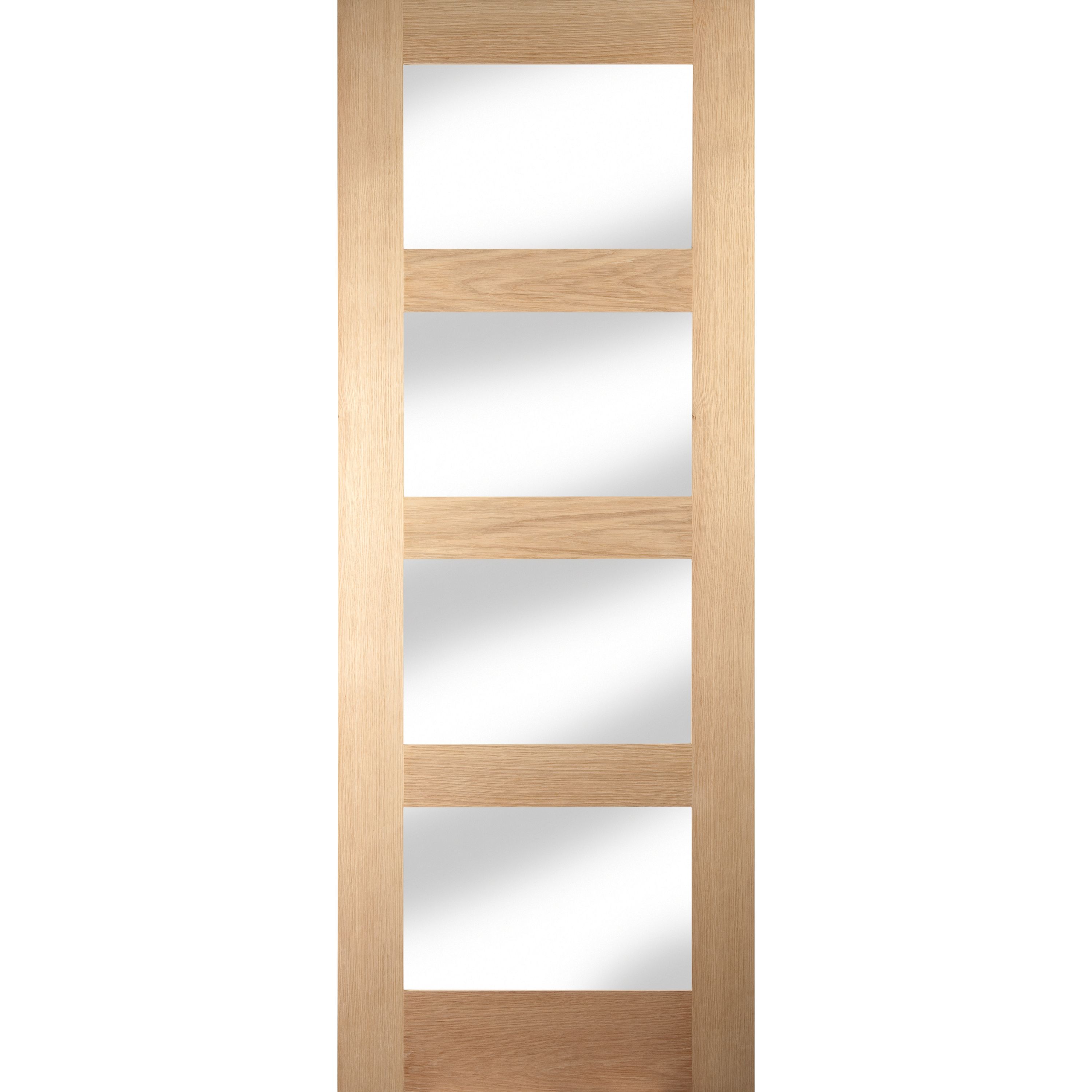 Geom 4 panel 4 Lite Clear Glazed Shaker White Internal Door, (H)2040mm ...
