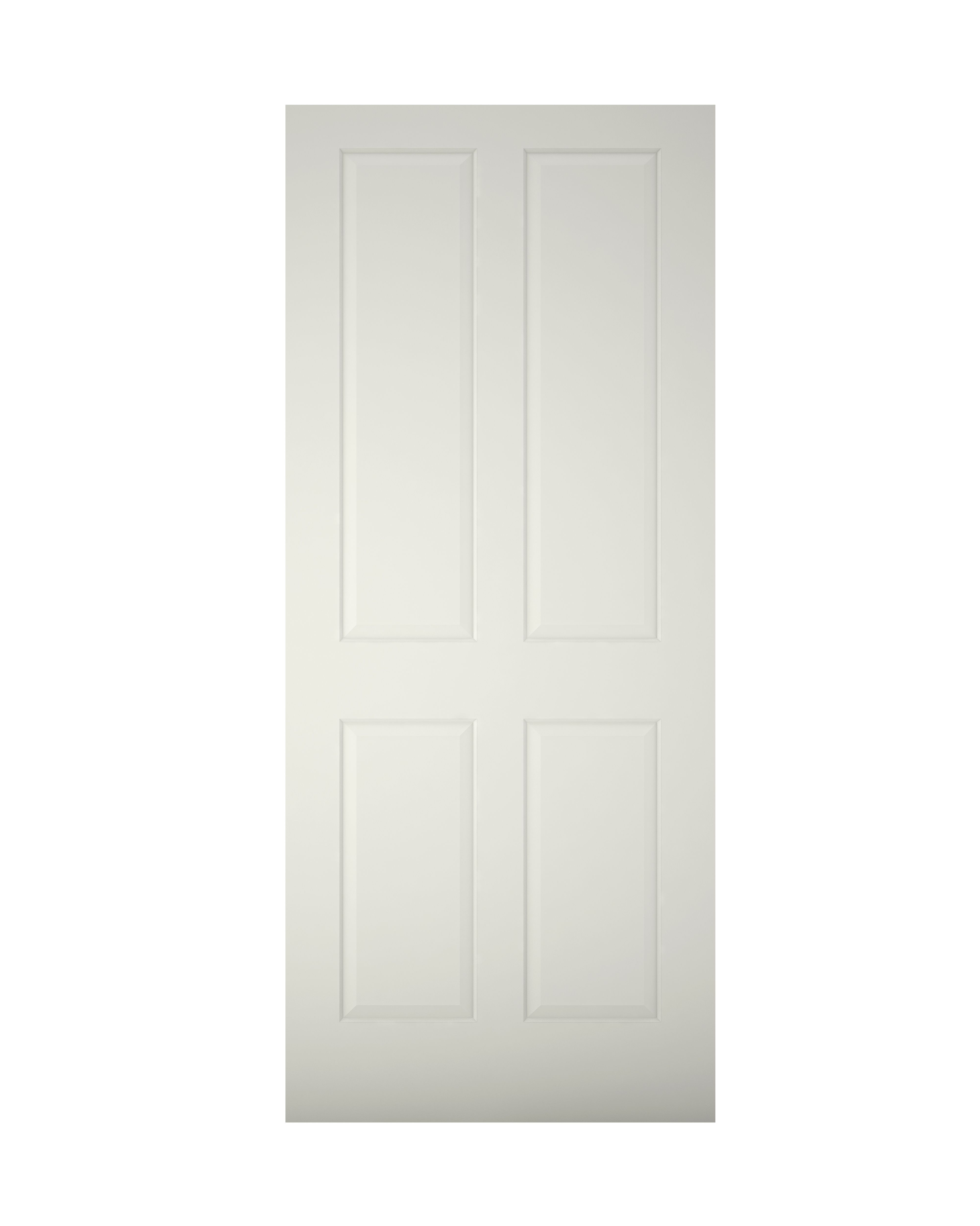 Geom 4 panel Shaker White Wooden External Panel Front door, (H)1981mm ...