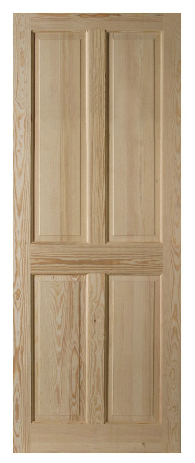 Geom 4 panel Unglazed Internal Clear pine Door, (H)2040mm (W)826mm (T ...