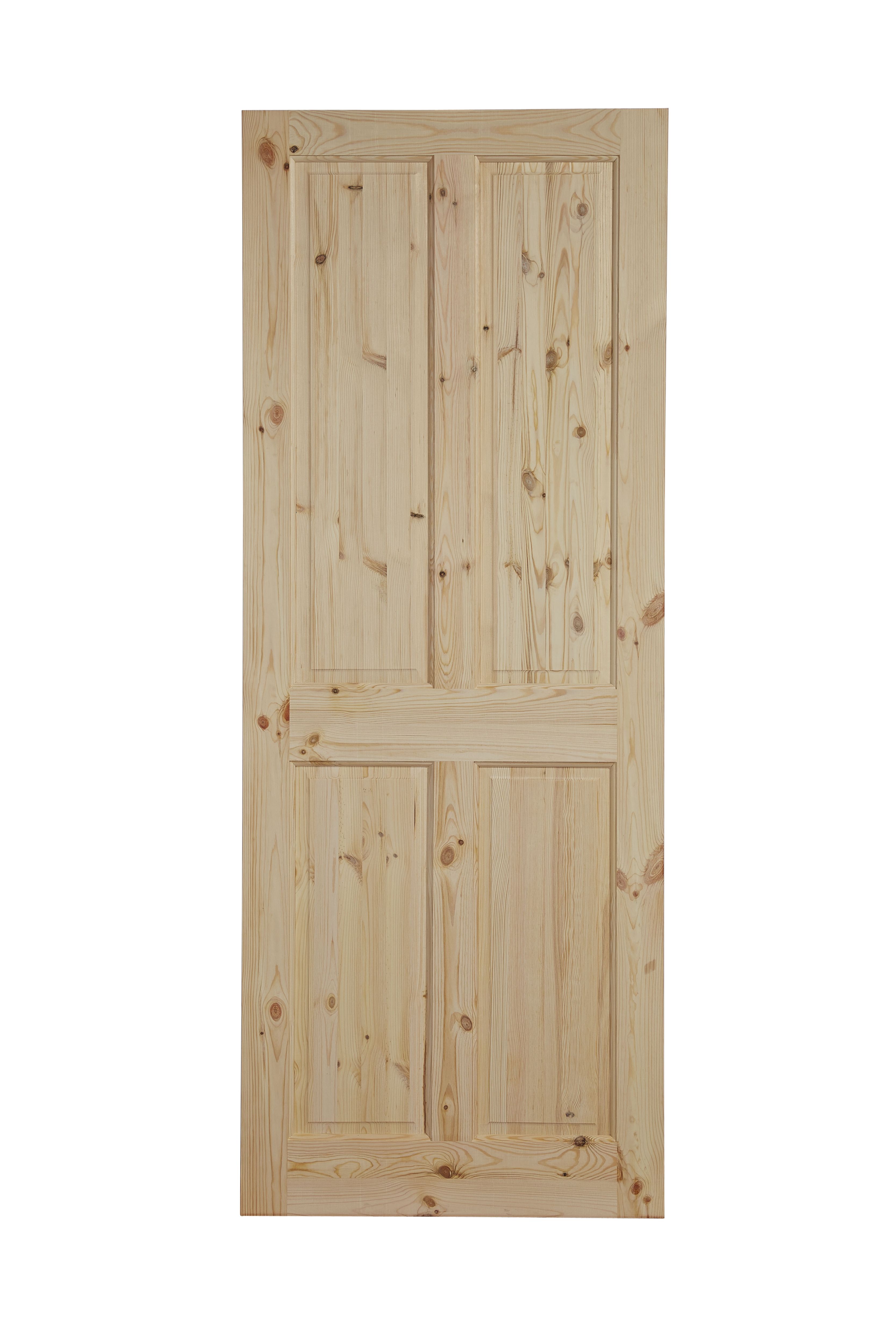 Geom 4 panel Unglazed Internal Knotty pine Door, (H)2040mm (W)826mm (T ...