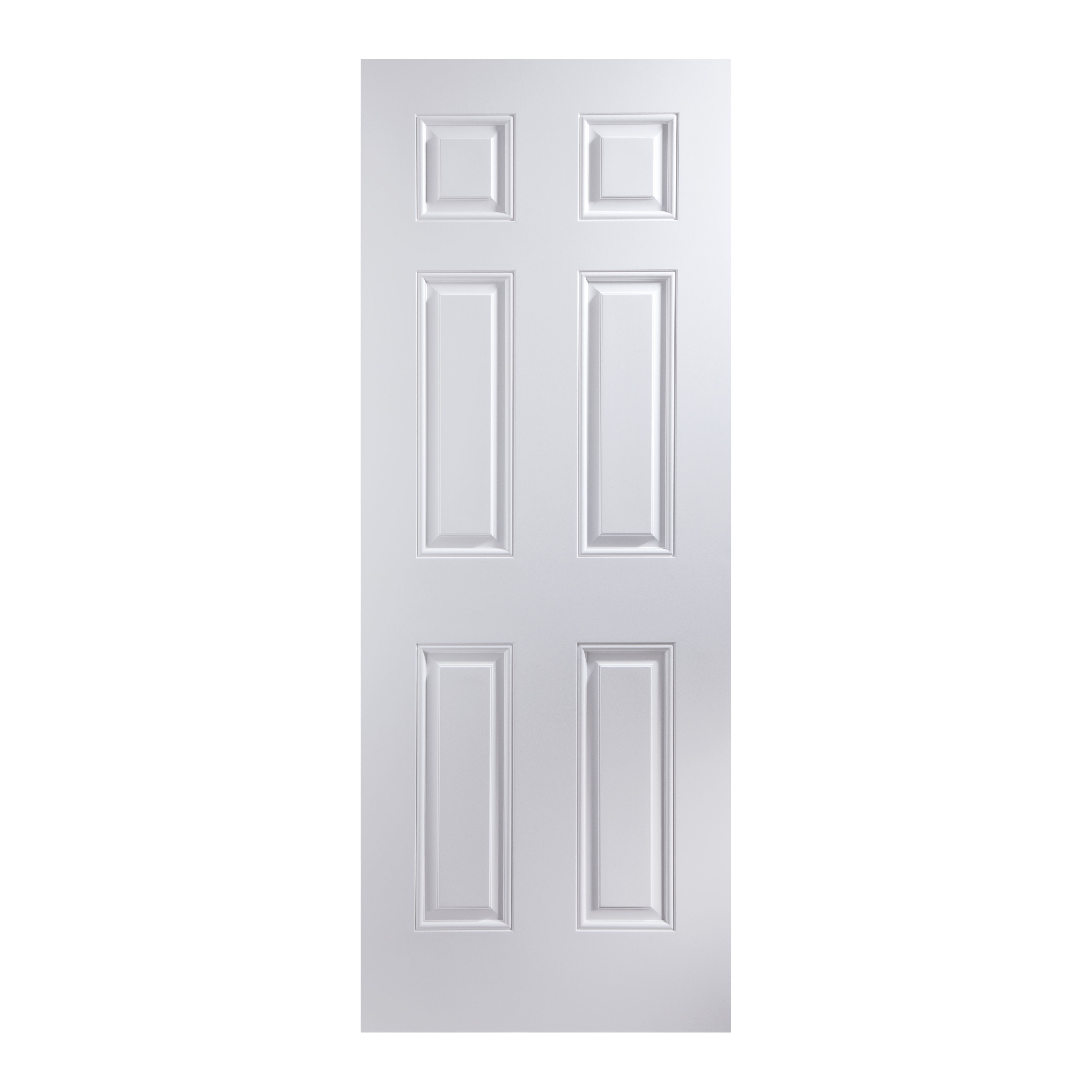 Geom 6 panel Unglazed Contemporary White Internal Timber Door, (H ...