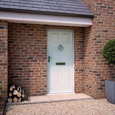Geom 6 panel Unglazed White External Front door, (H)1981mm (W)838mm
