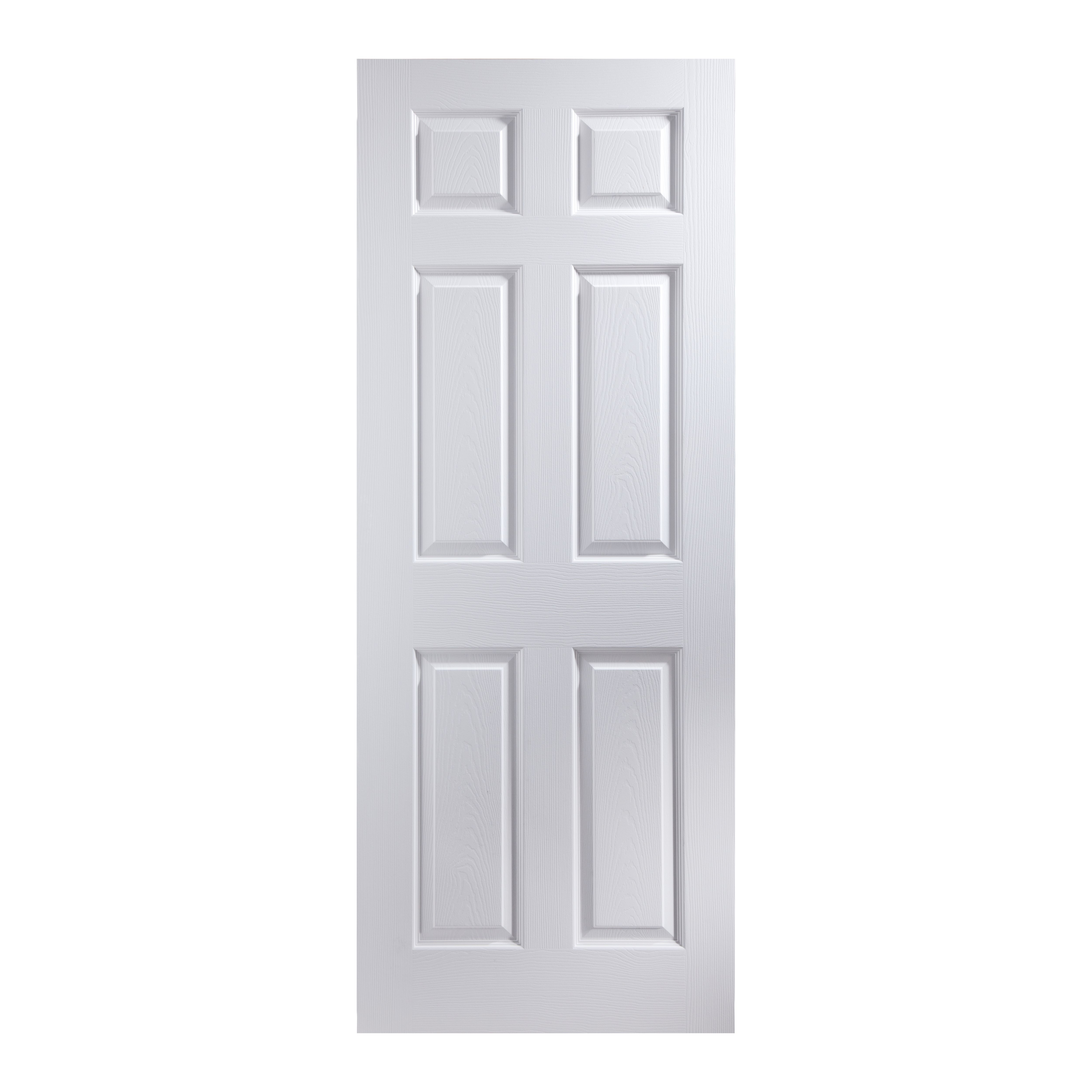Geom Painted 6 panel Prepainted Unglazed Contemporary White Woodgrain ...
