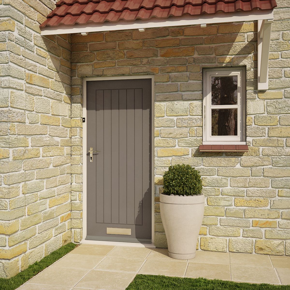 Geom Unglazed Cottage White Wooden External Panel Front door H 1981mm W 838mm