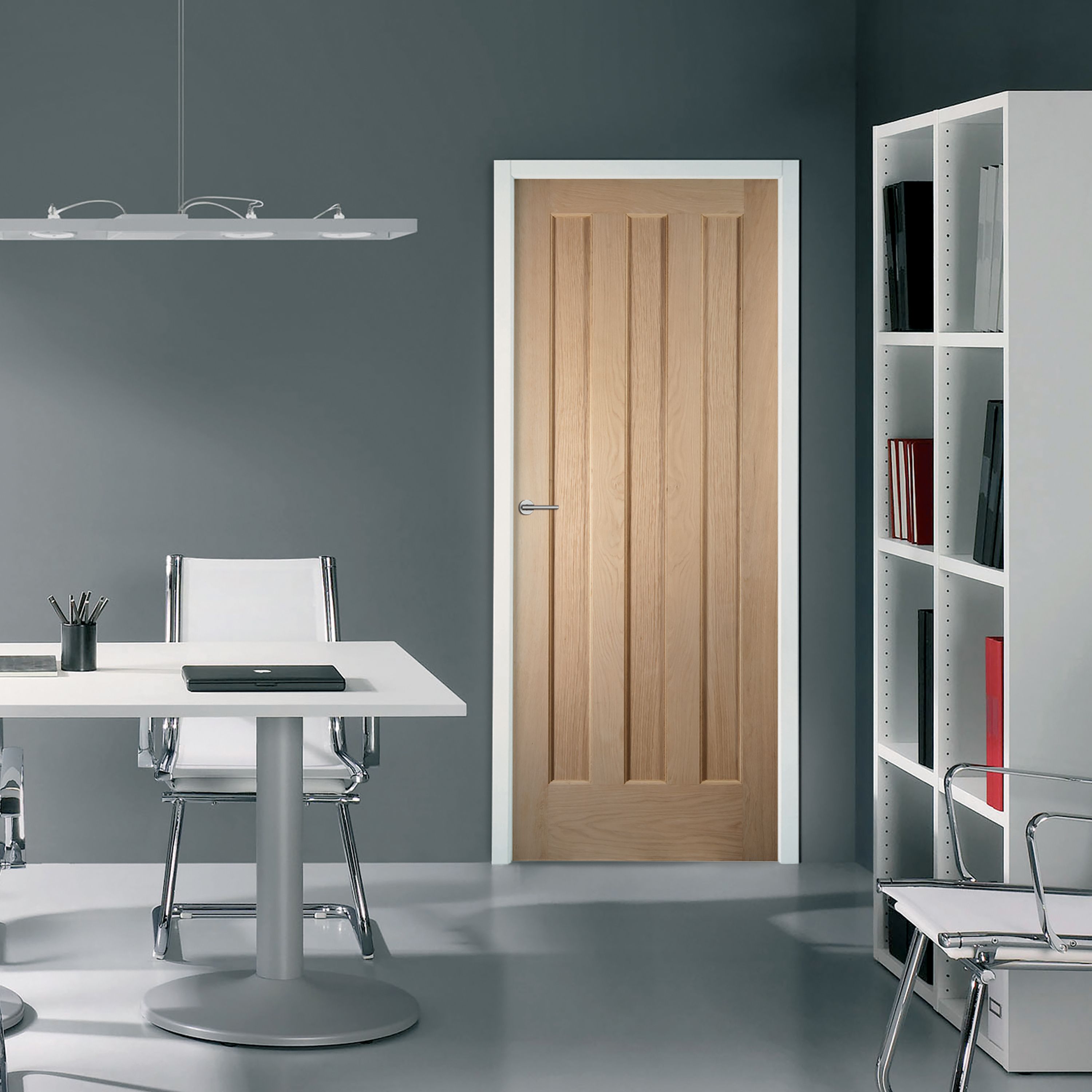 Geom Vertical 3 panel Unglazed Traditional White Oak veneer Internal ...