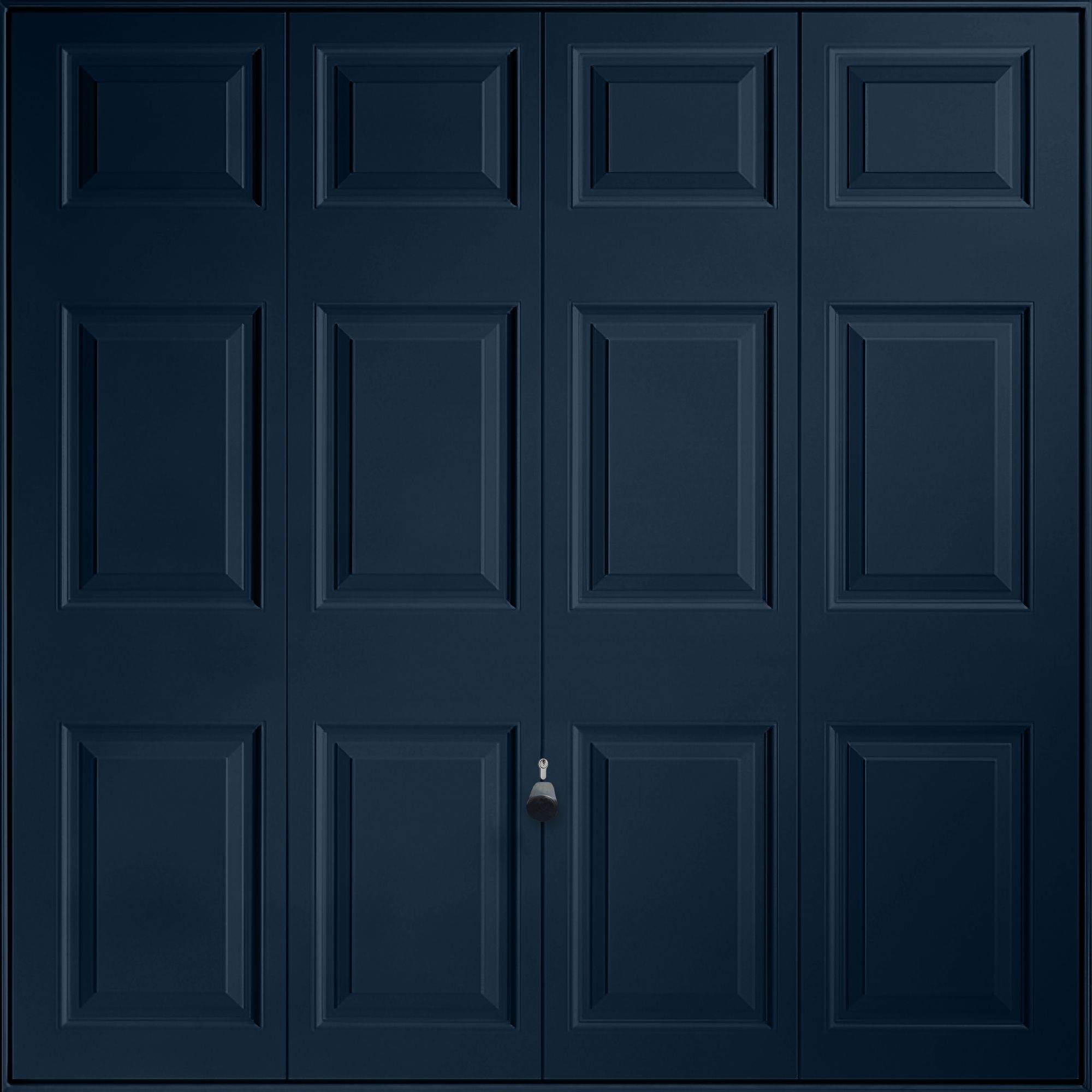 Georgian 12-panelled Up & over Steel blue Retractable Garage door, (H ...