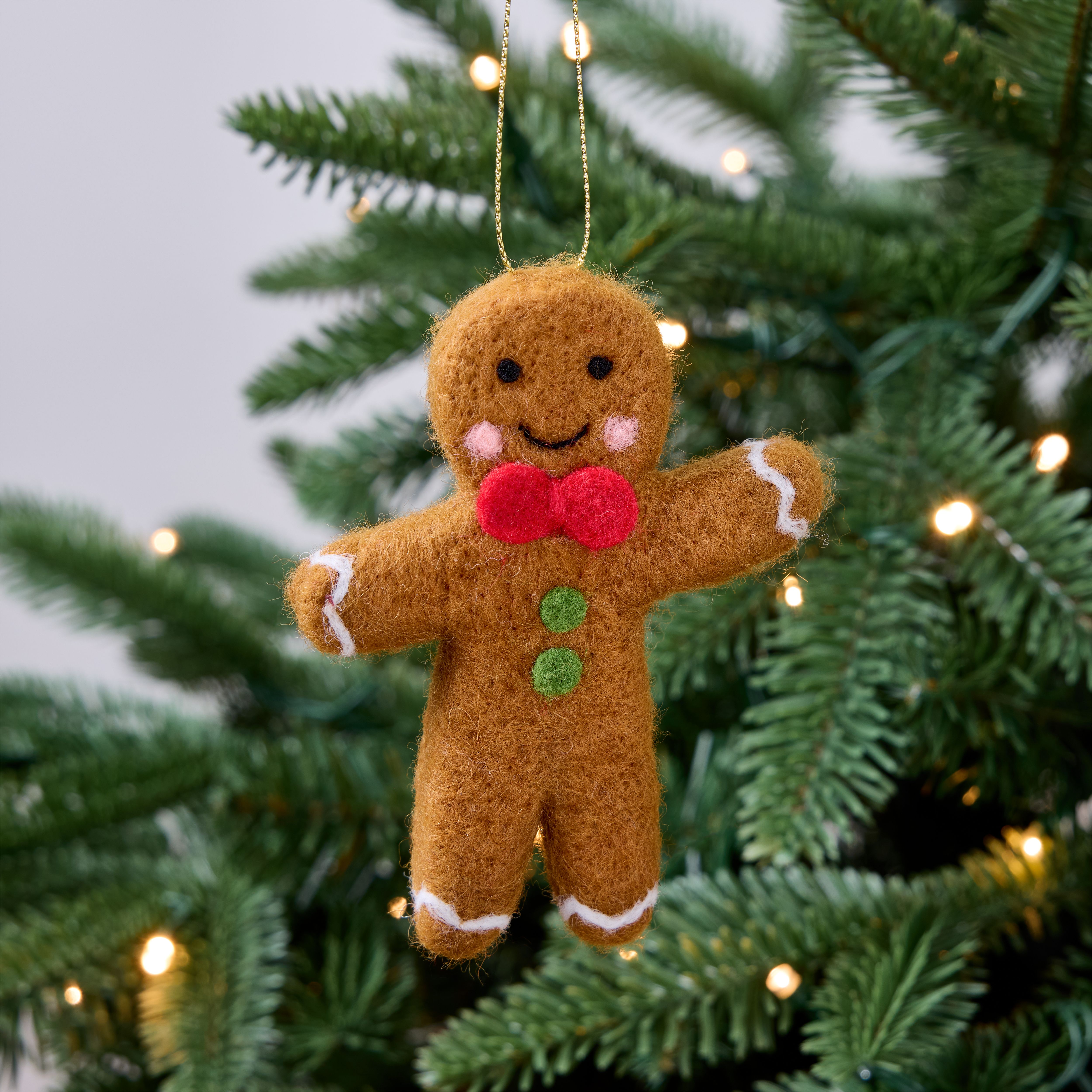 Gingerbread man Felt Hanging decoration - Clear iridescent