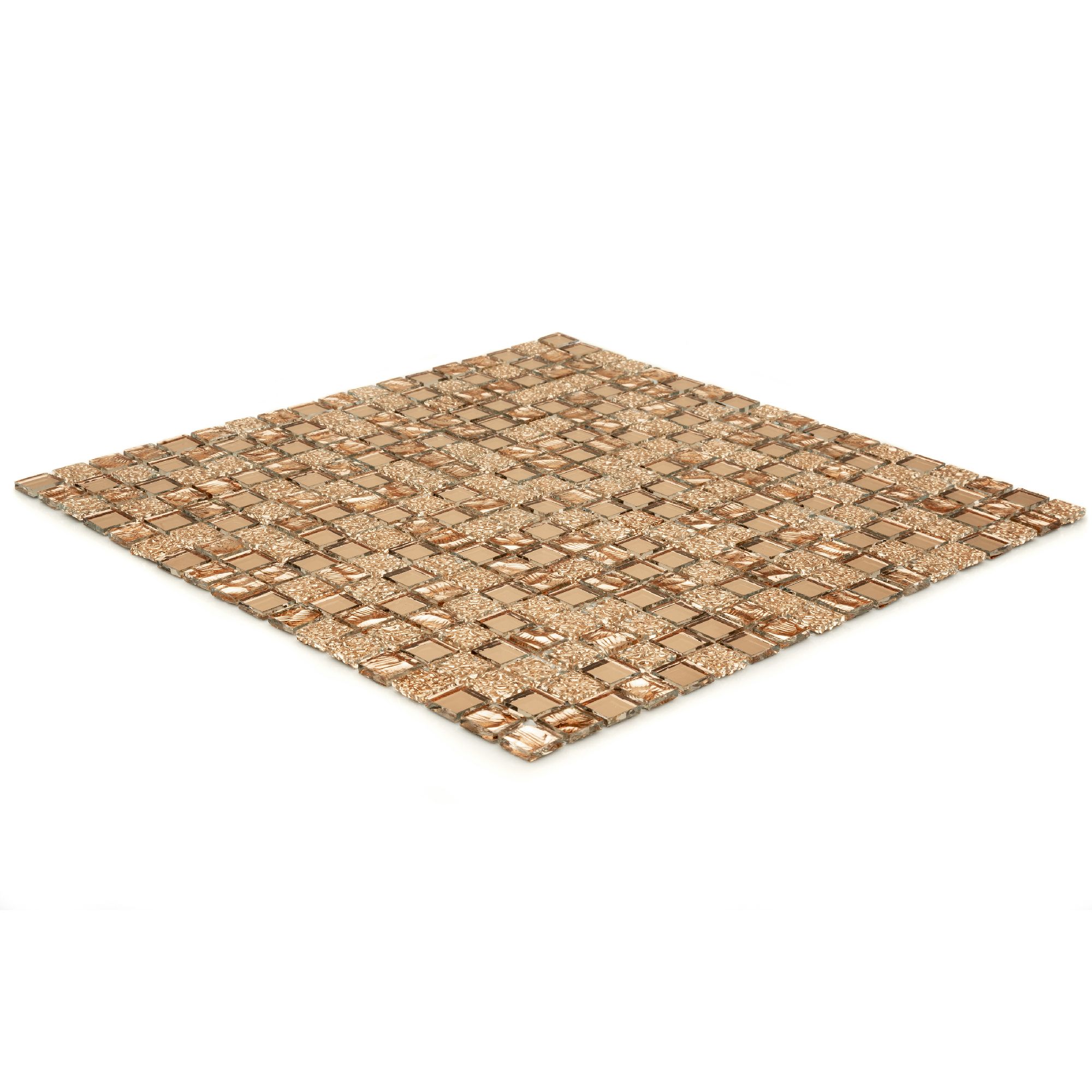 Glamour Polished Gloss Bronze mirror effect Glass 3x3 Mosaic tile, (L ...