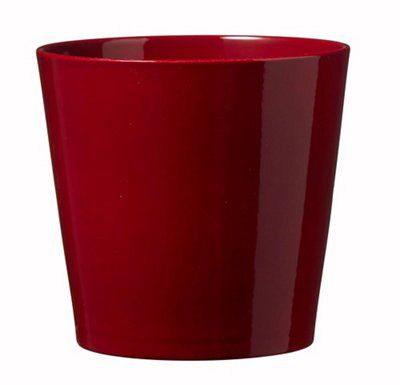 Glazed Red Ceramic Plant pot (Dia)24cm | DIY at B&Q
