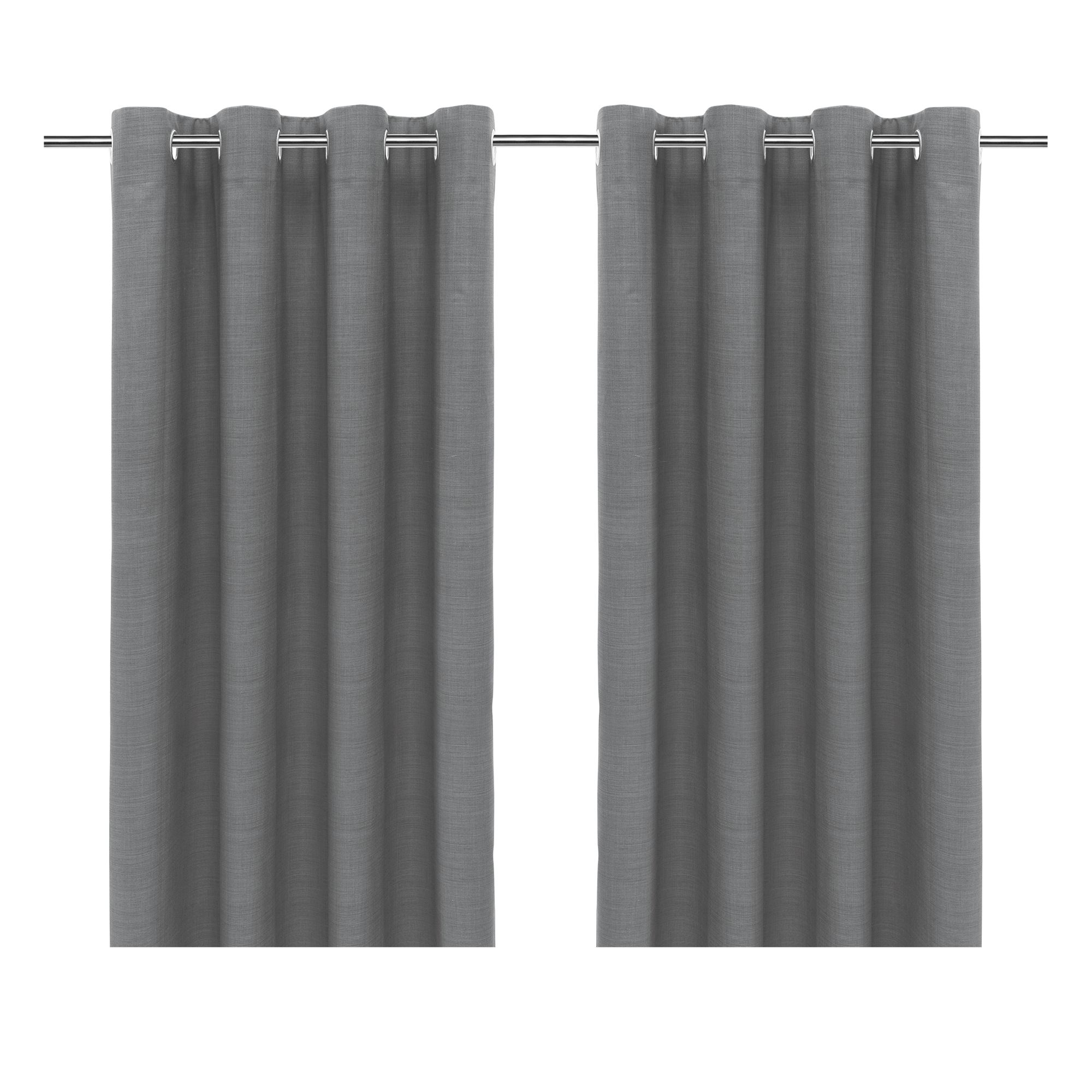 Glend Grey Plain woven Blackout & thermal Eyelet Curtain (W)228cm (L)228cm, Pair