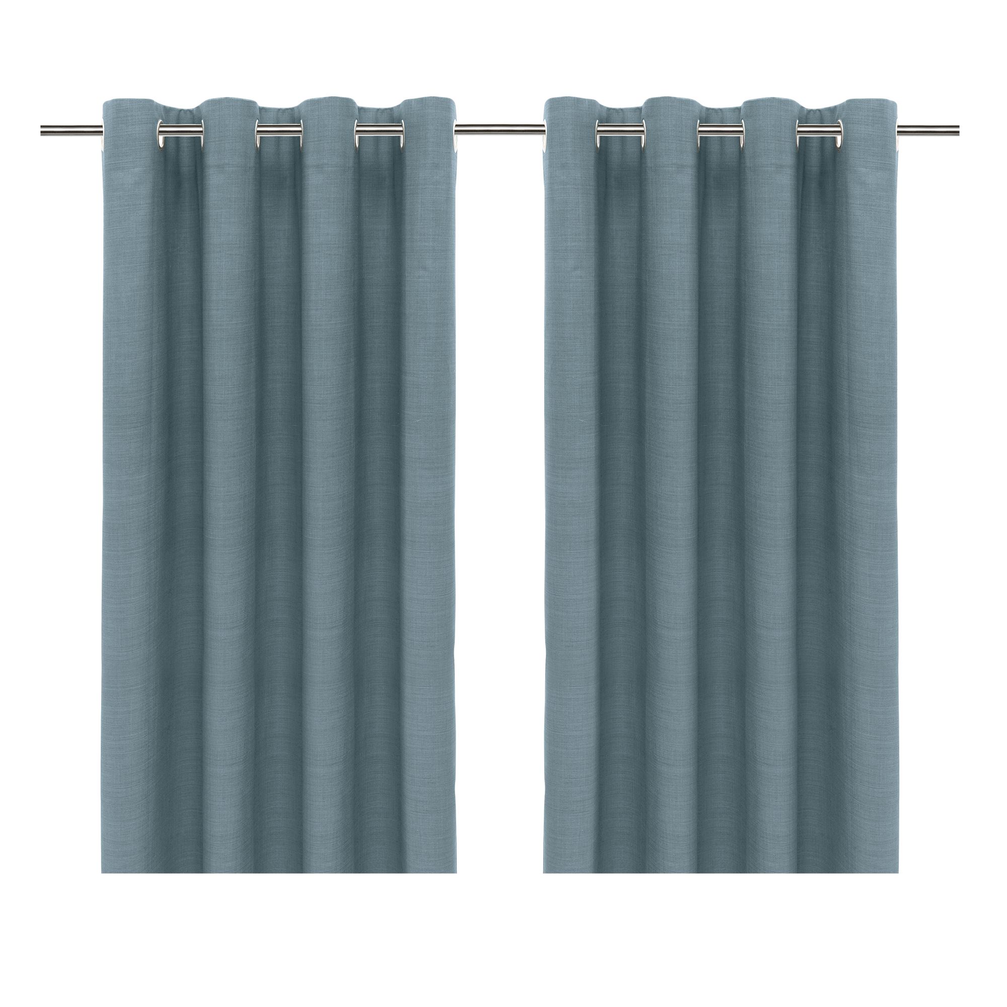 Glend Light blue plain woven Blackout & thermal Eyelet Curtain (W)228cm ...