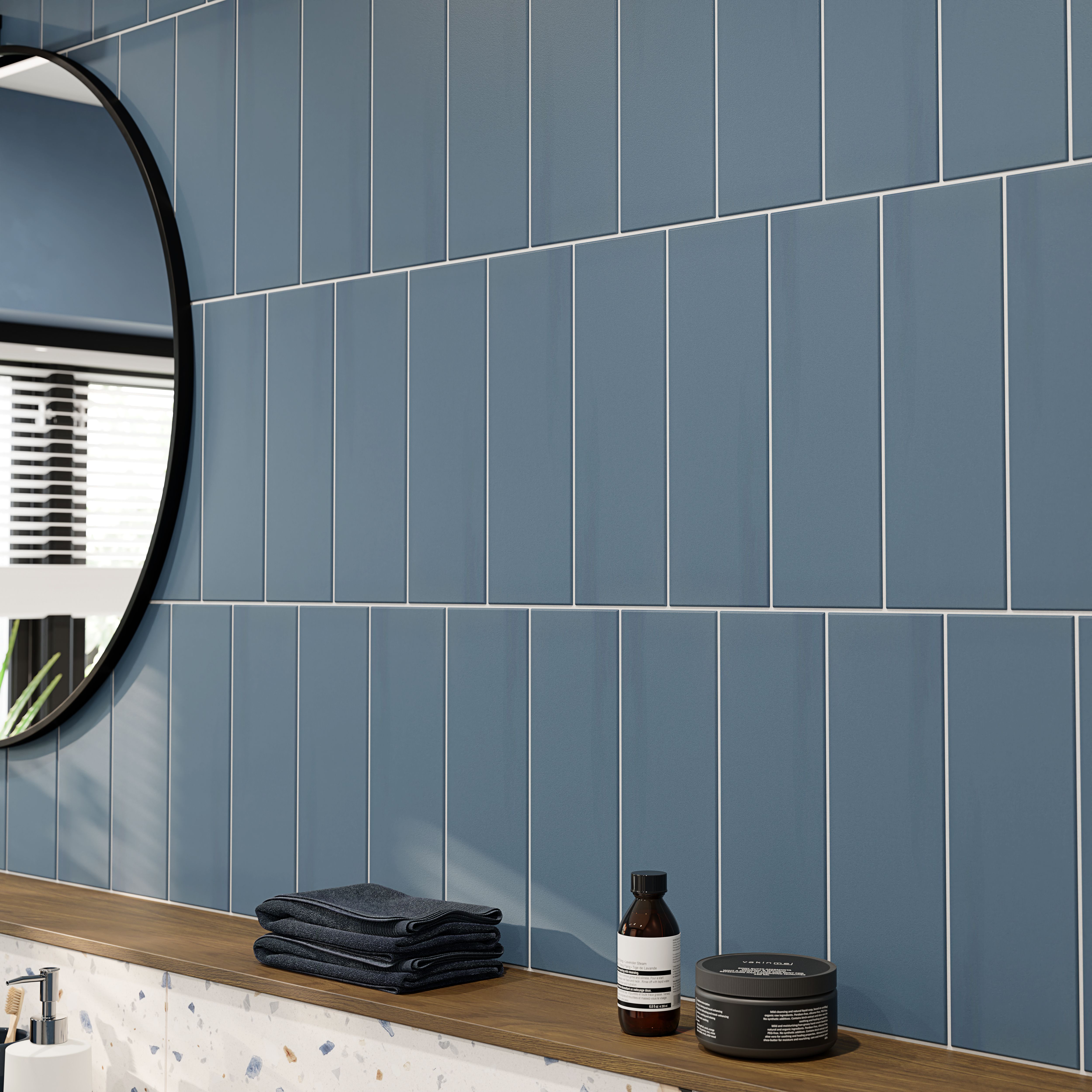 Glina Blue Mirage Matt Ceramic Indoor Wall Tile, Pack of 27, (L)300mm ...