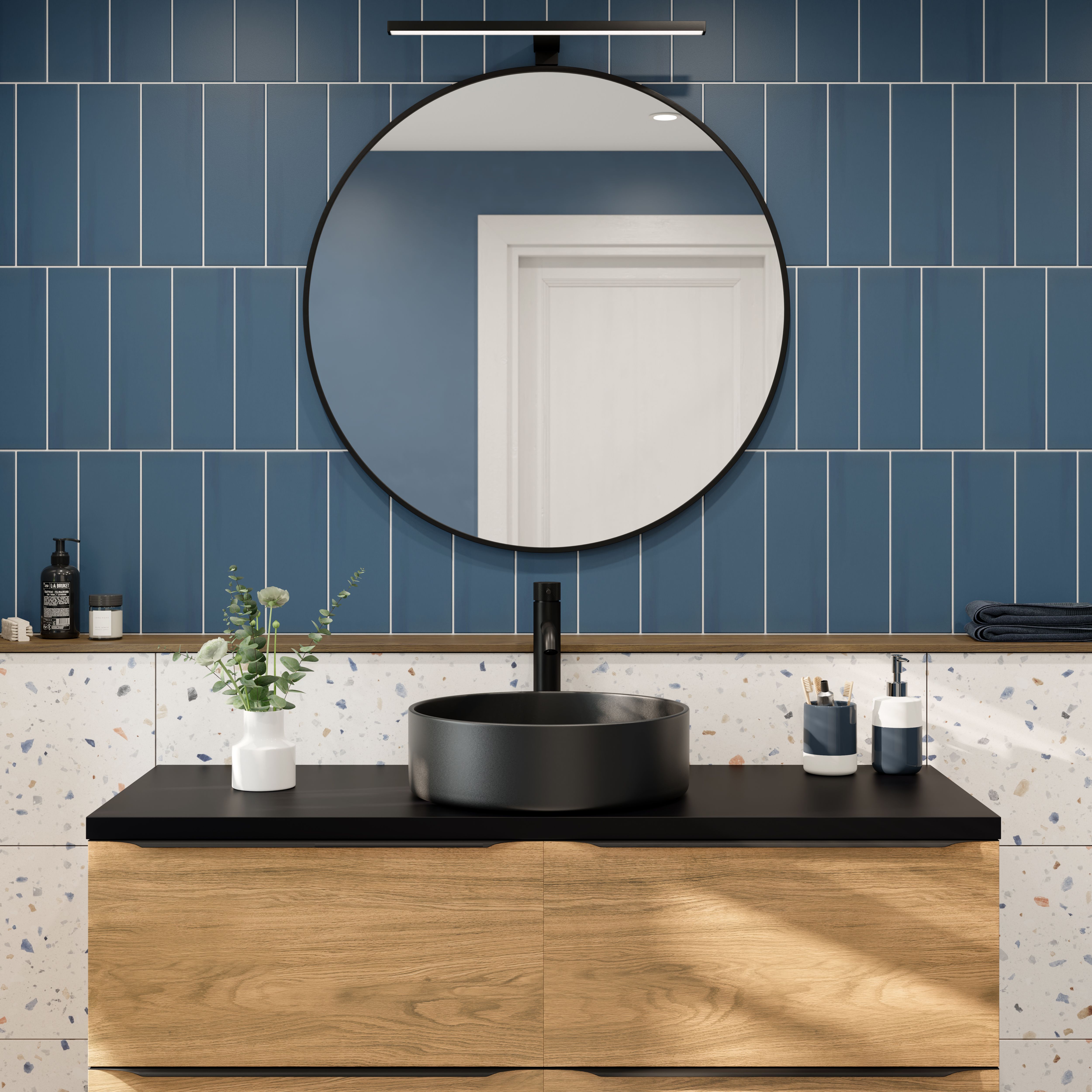 Glina Blue Mirage Matt Ceramic Indoor Wall Tile, Pack of 27, (L)300mm ...