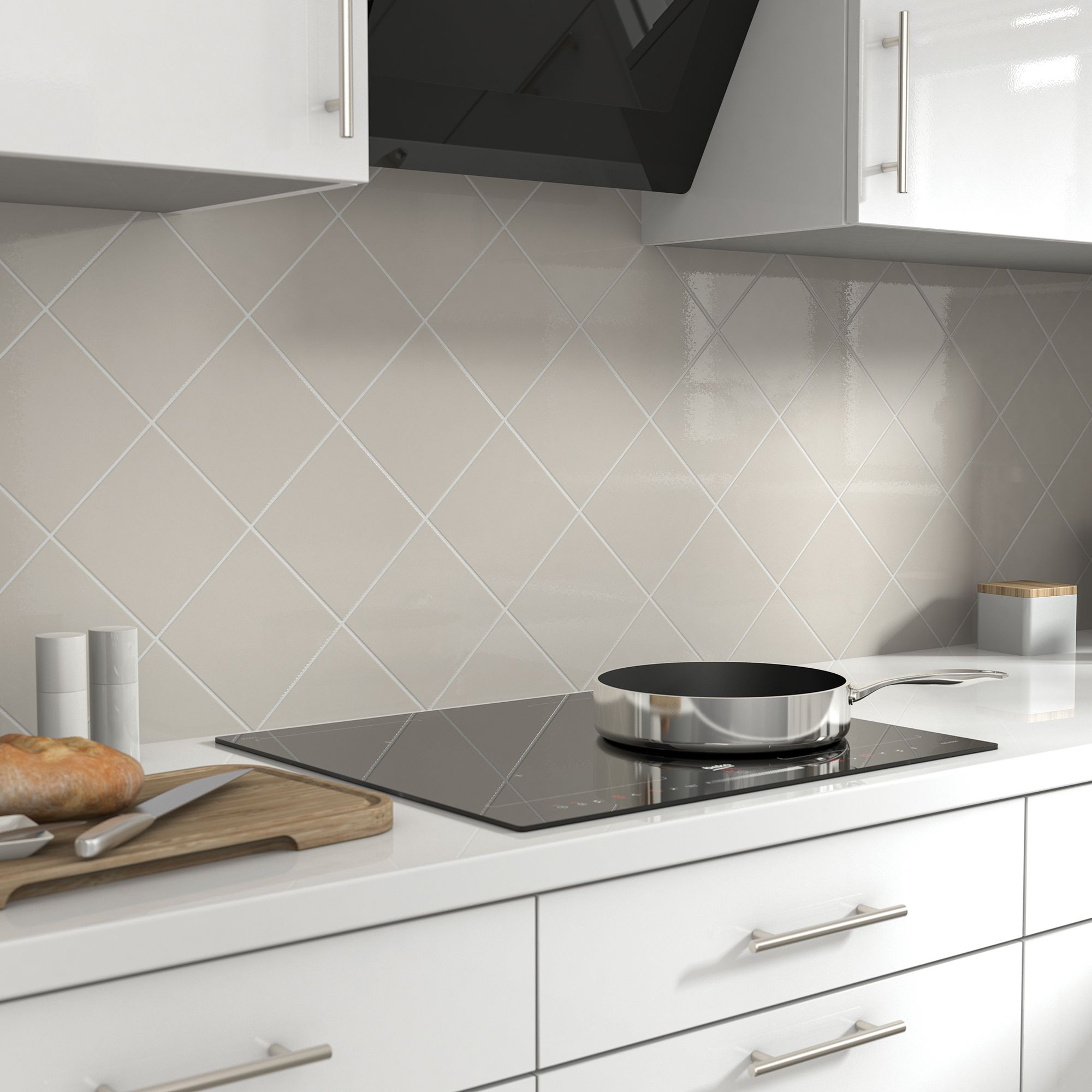 Glina Grey Gloss Patterned Ceramic Wall Tile Sample | DIY at B&Q