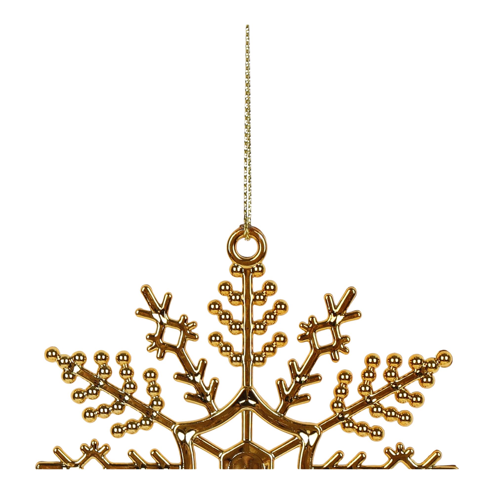 Gloss Gold effect Snowflake Hanging decoration set, Pack of 12