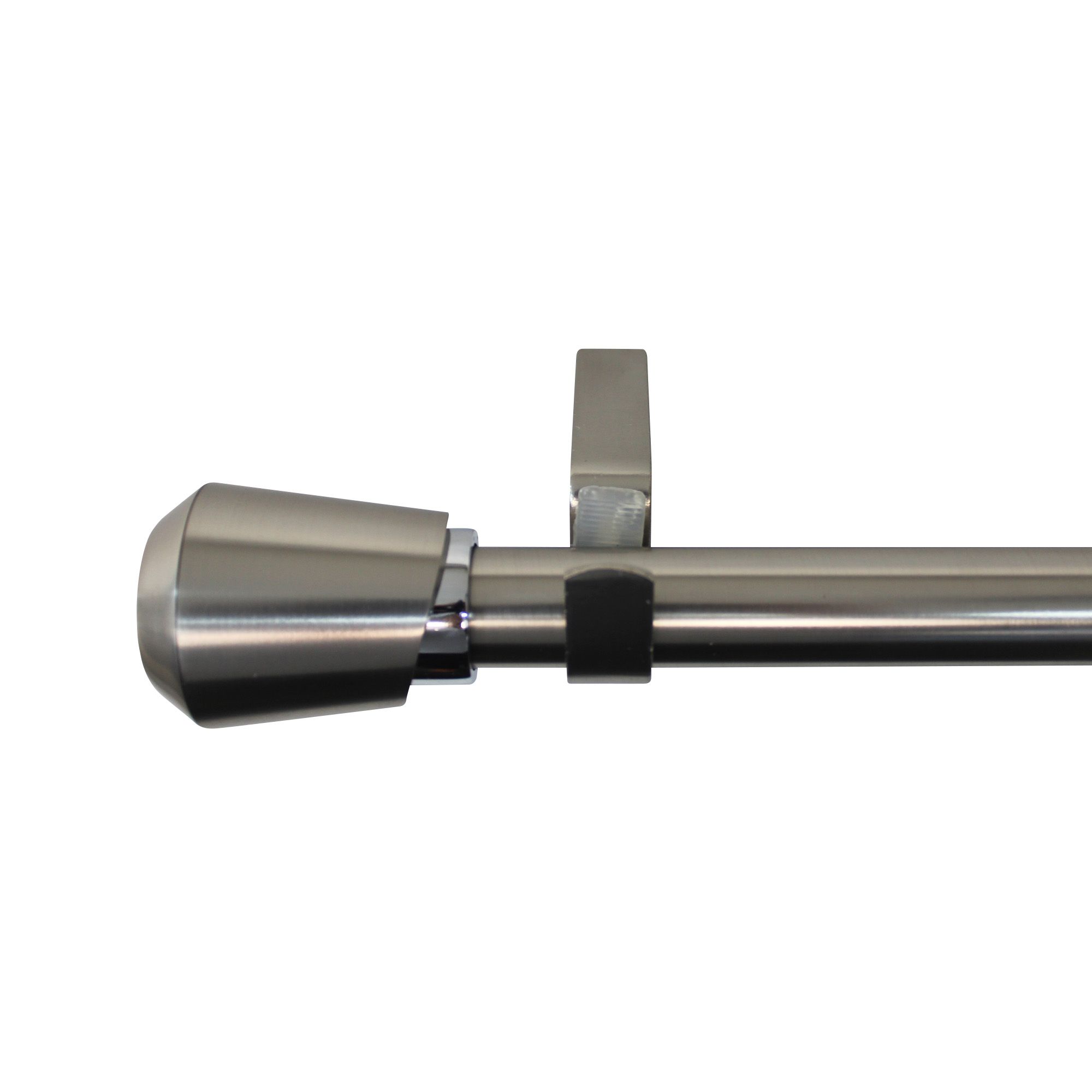 Gloss Nickel effect Extendable Cap Curtain pole Set, (L)120mm-210mm ...
