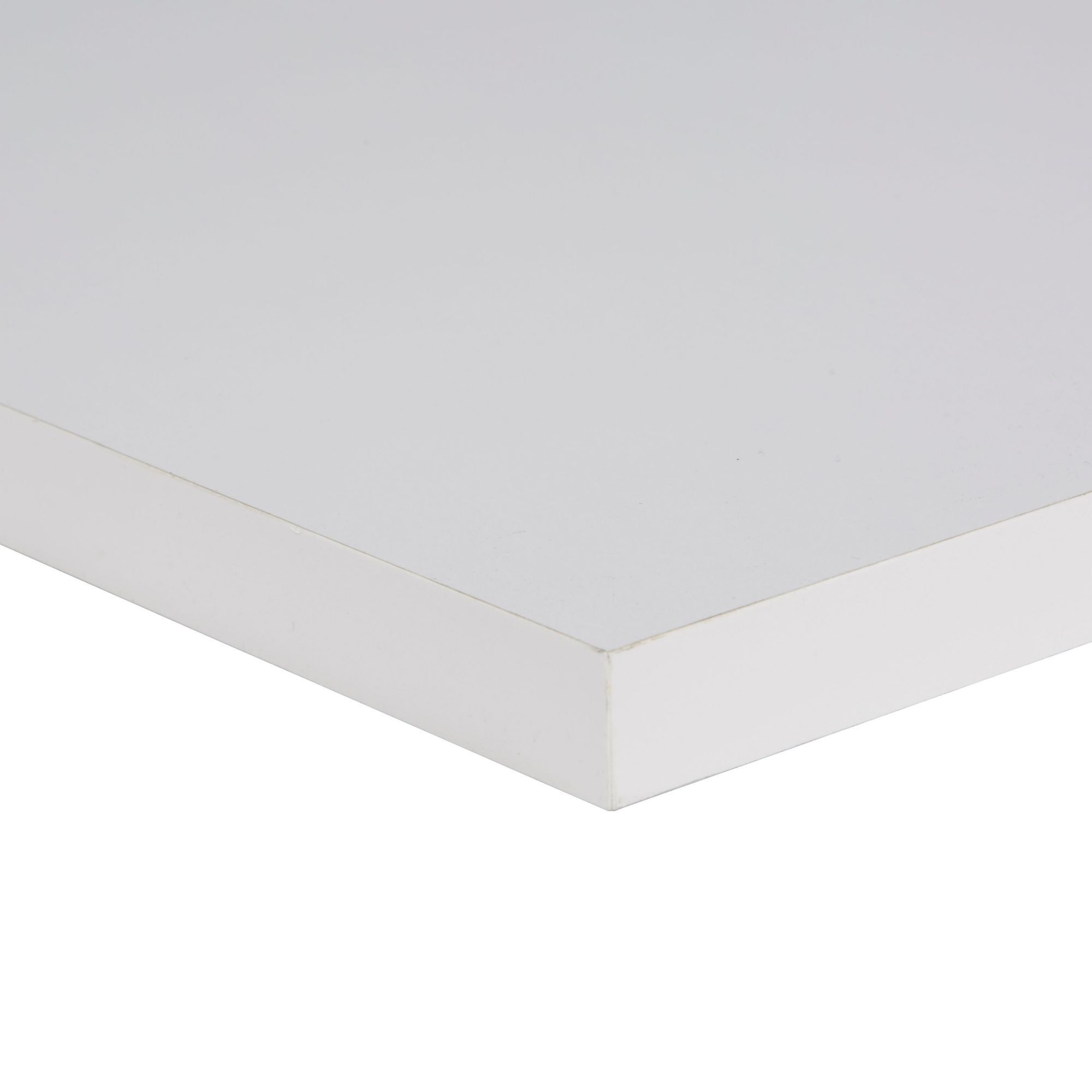 Gloss White Fully edged Chipboard Furniture board, (L)1.2m (W)300mm (T)18mm
