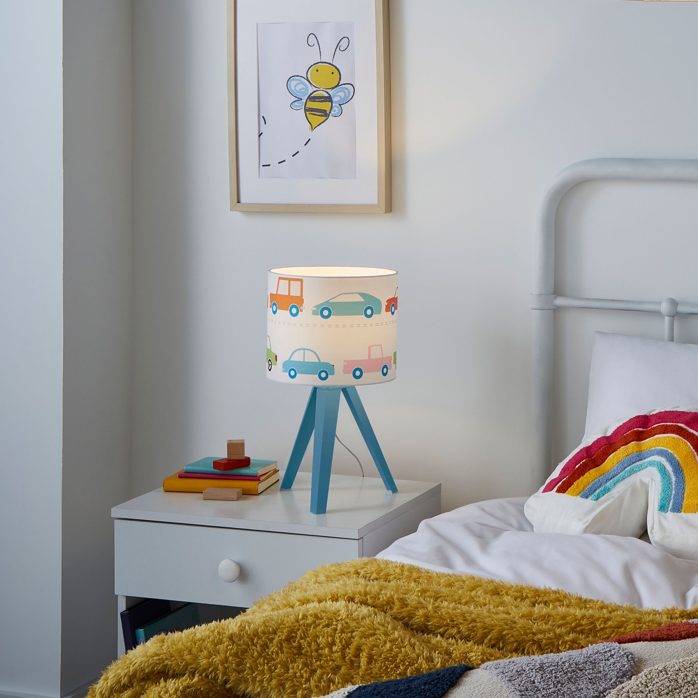 Glow Anwar Car Printed Multicolour Wood effect Tripod Table lamp | DIY ...